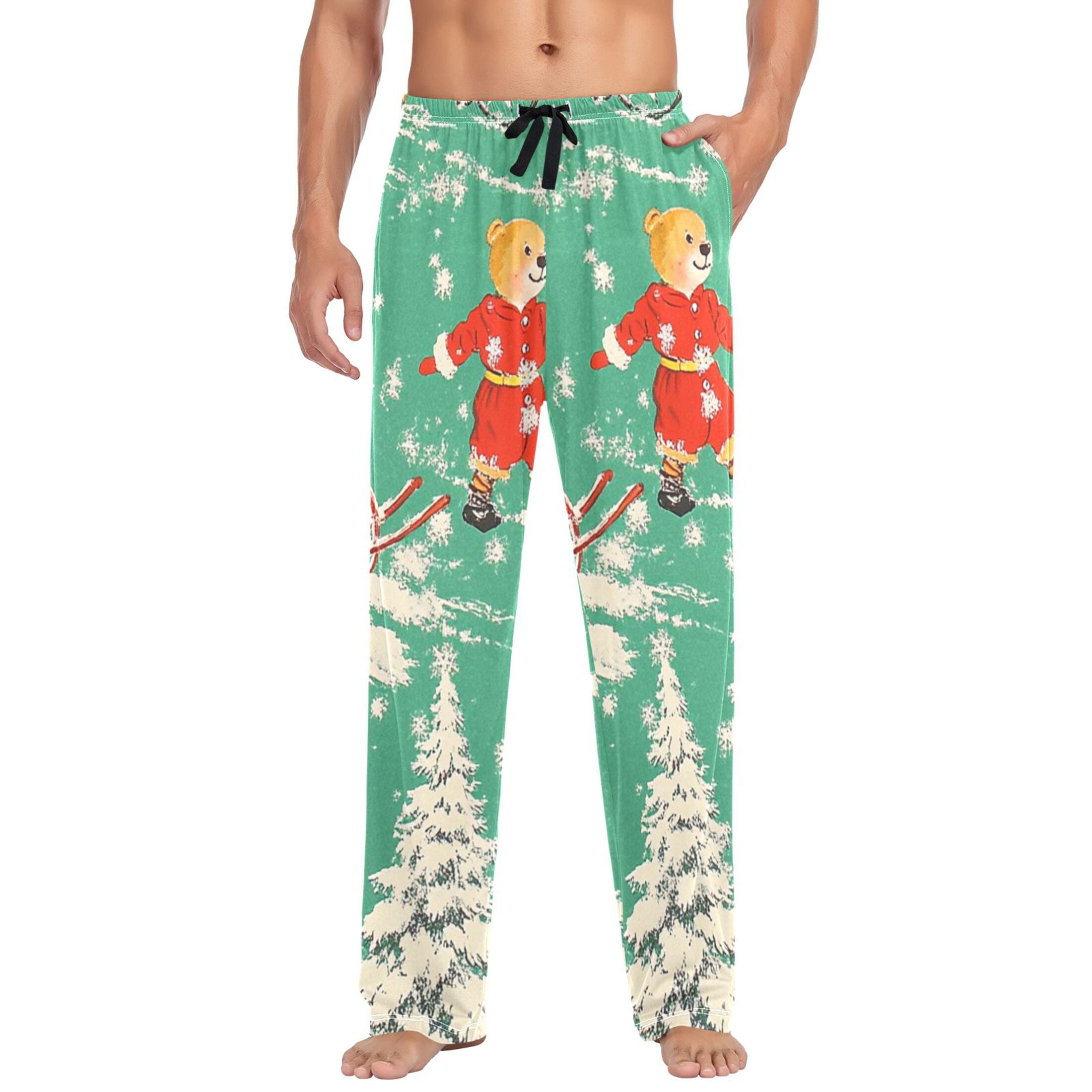 Santa Claus Sleigh and Bear Mens Cotton Pajama Pant Sleep and Lounge ...