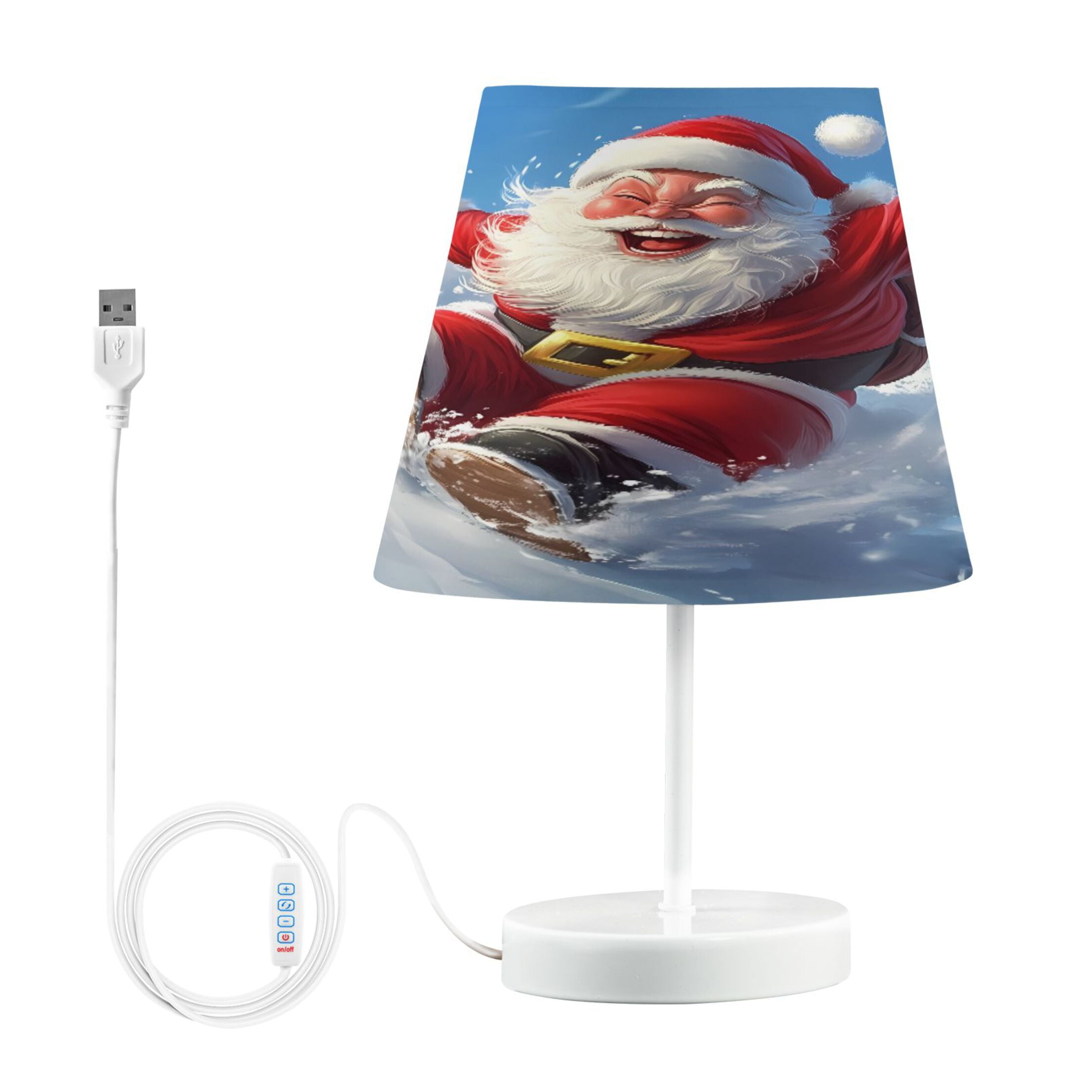 Santa Claus Slide Snow Desk Lamp LED Table Nightstand Lamps with 3 ...