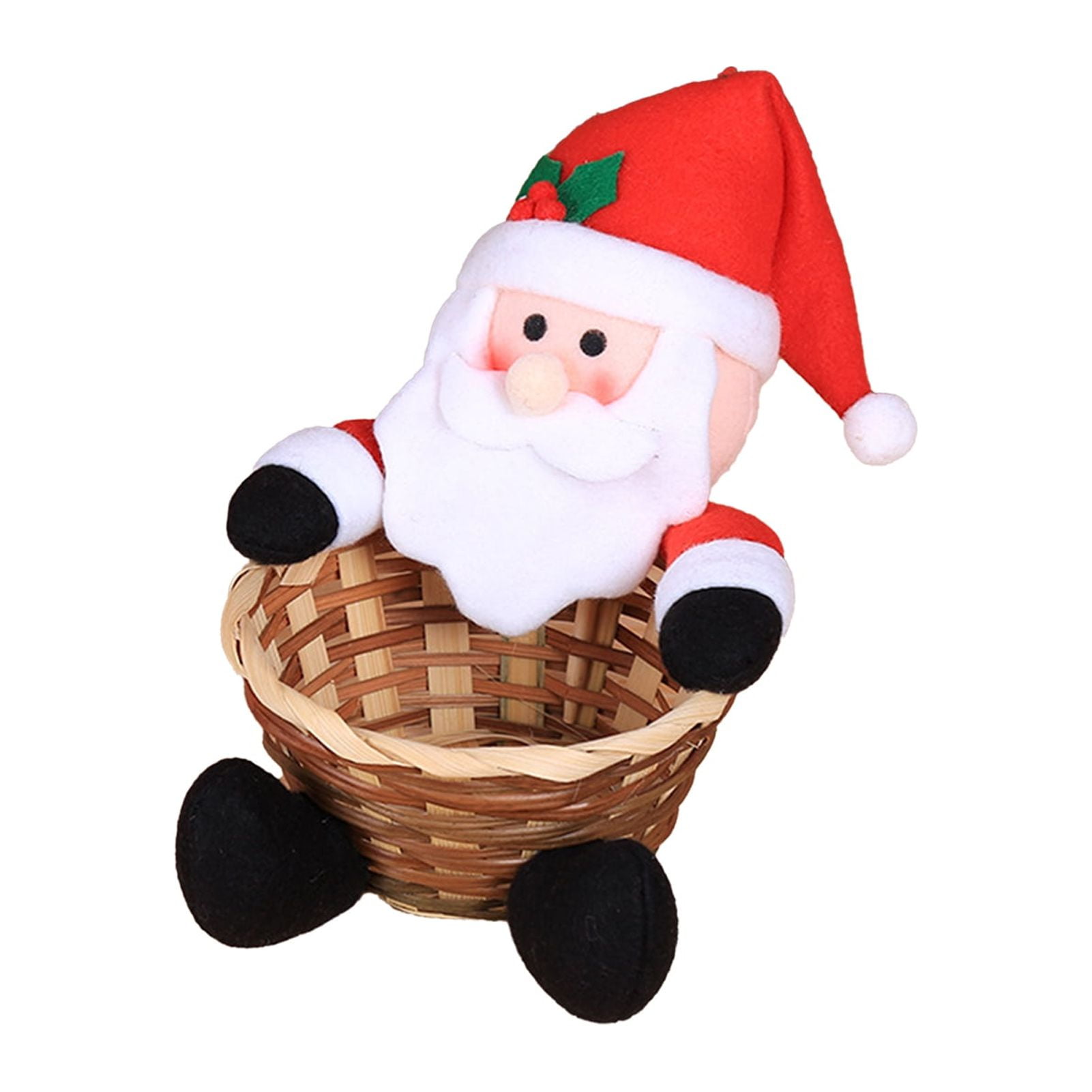 Santa Claus Snowman Candy Storage Bamboo Basket - Christmas Gift ...
