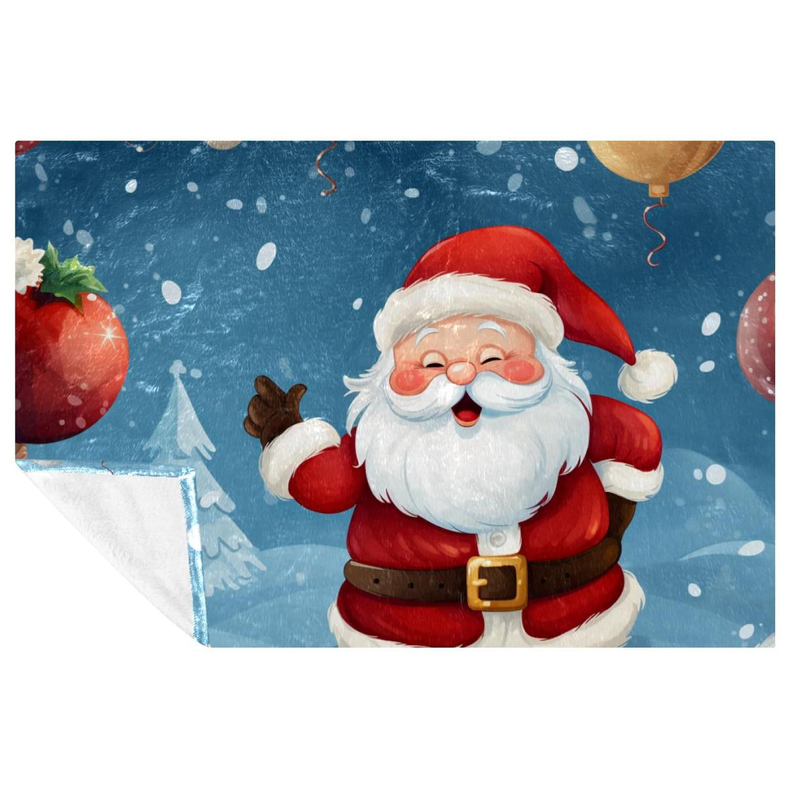 Santa Claus Soft and Warm Microfiber Printed Throw Blanket, Lightweight ...