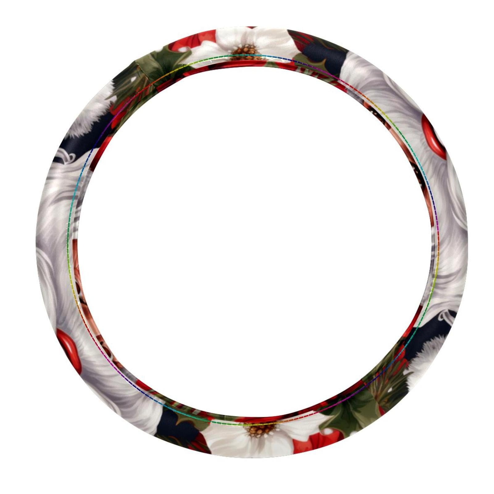 Santa Claus Steering Wheel Cover, 14.5 Inch, Printing, PVC Leather ...