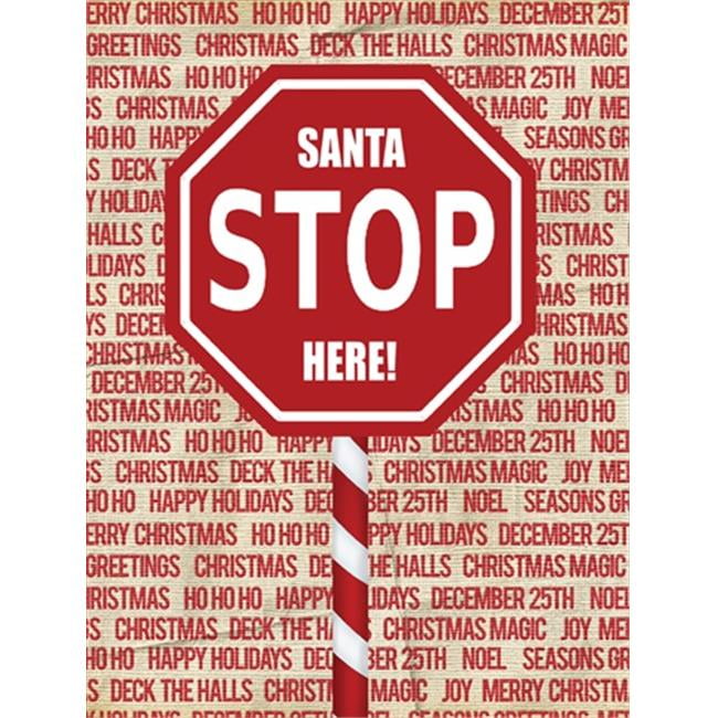 Santa Claus Stop Here Stop Sign Flag Canvas House Size - Walmart.com