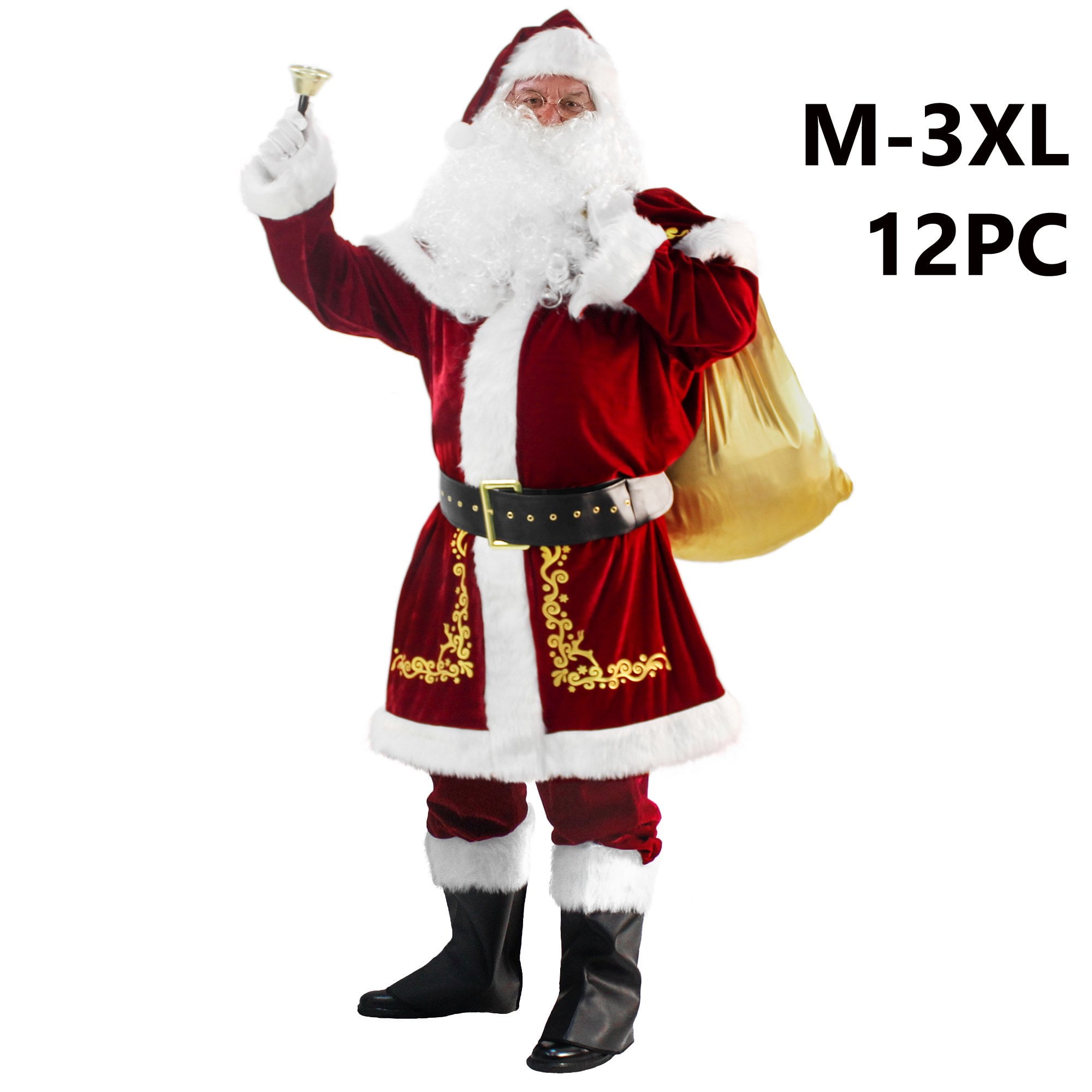 Santa Claus Suit Christmas Holiday Fancy Dress Halloween Adult Costume ...