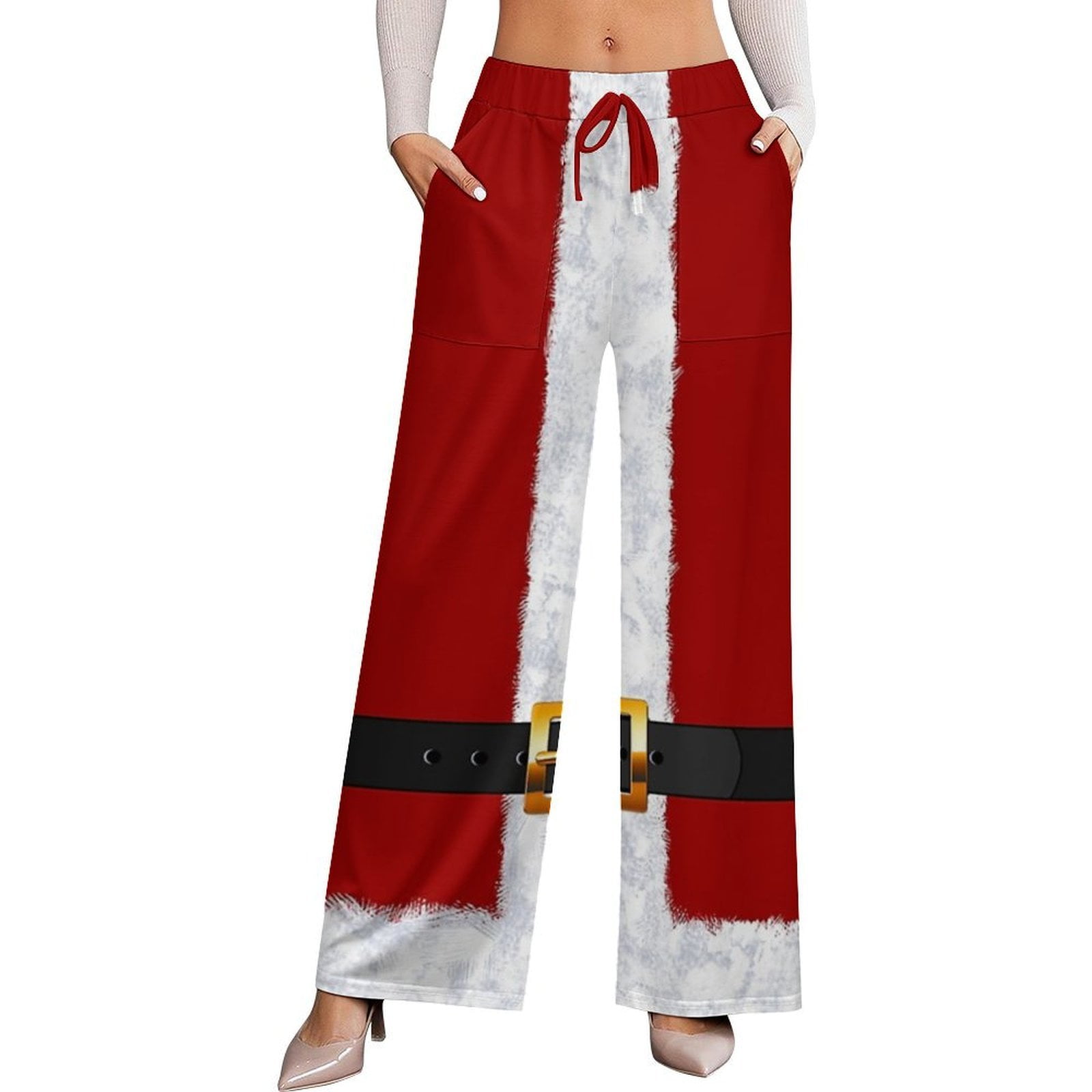 Santa Claus Suit Fashion Statement Women's Casual Wide Leg Pants ...