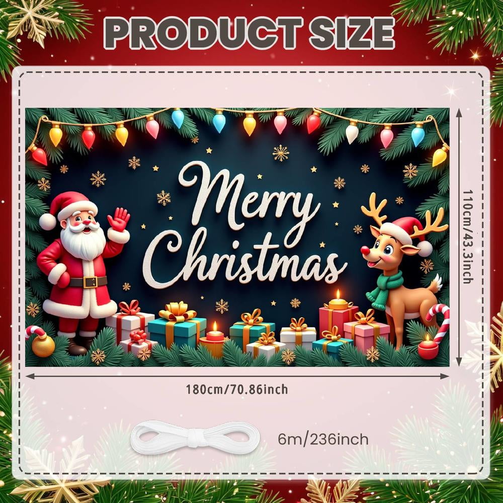 Santa Claus Theme Christmas Banner Reindeer Design Merry Christmas ...