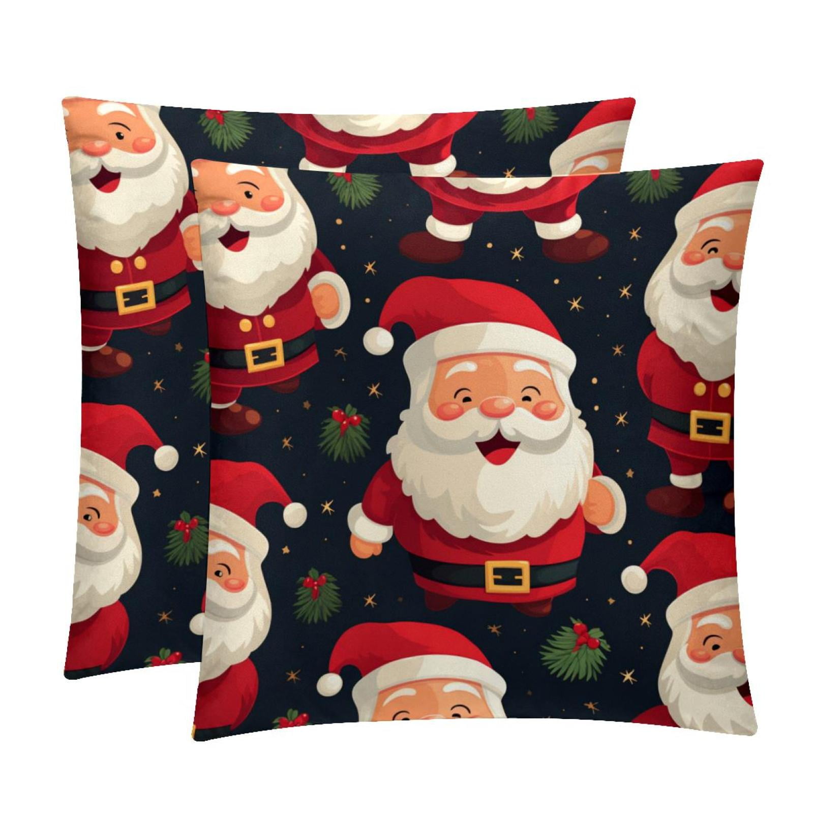 Santa Claus Velvet Bed Pillow Set with Unique Patterns in Sizes 16x16 ...