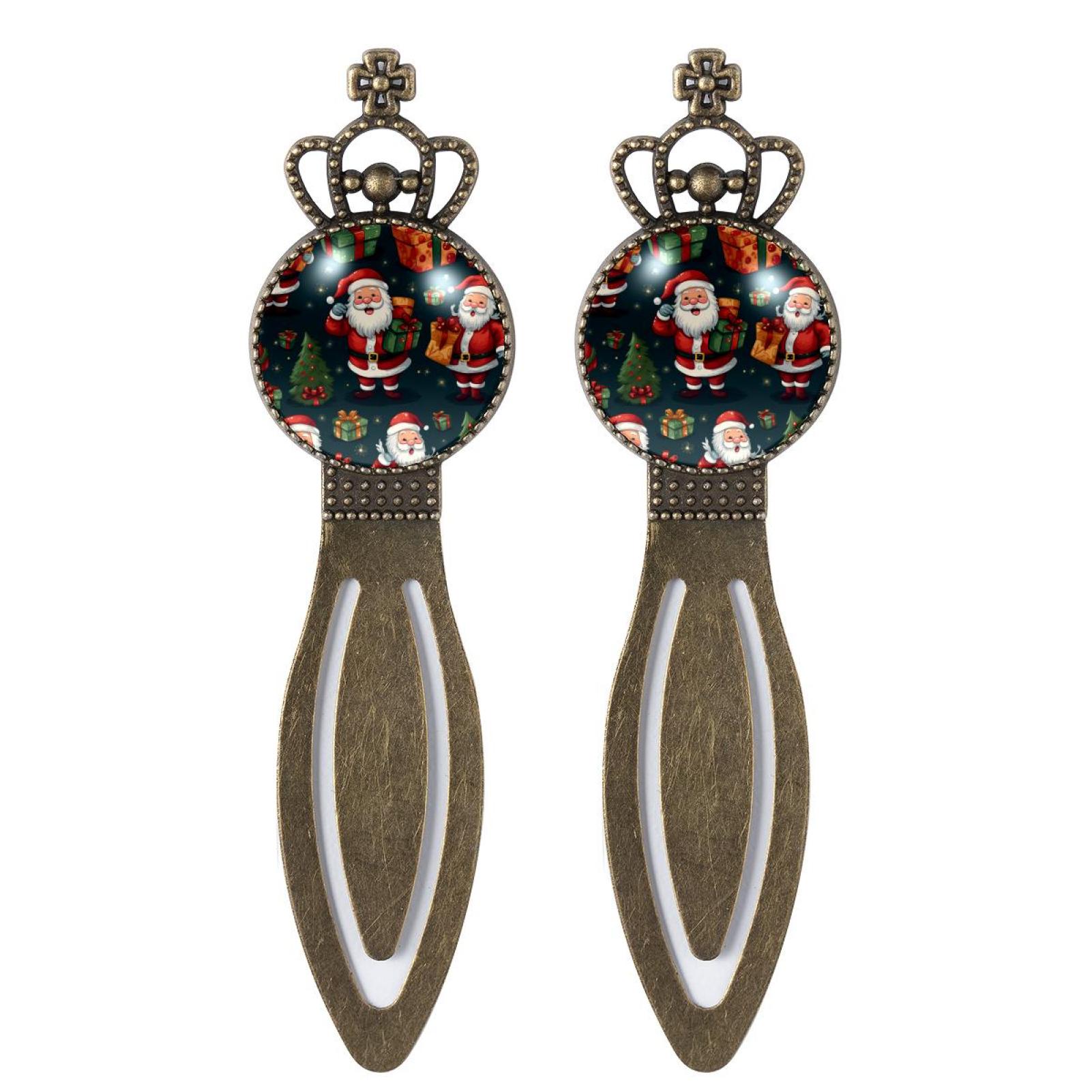 Santa Claus Vintage Copper Crown-Shaped Bookmarks - Set of 2 Stainless ...