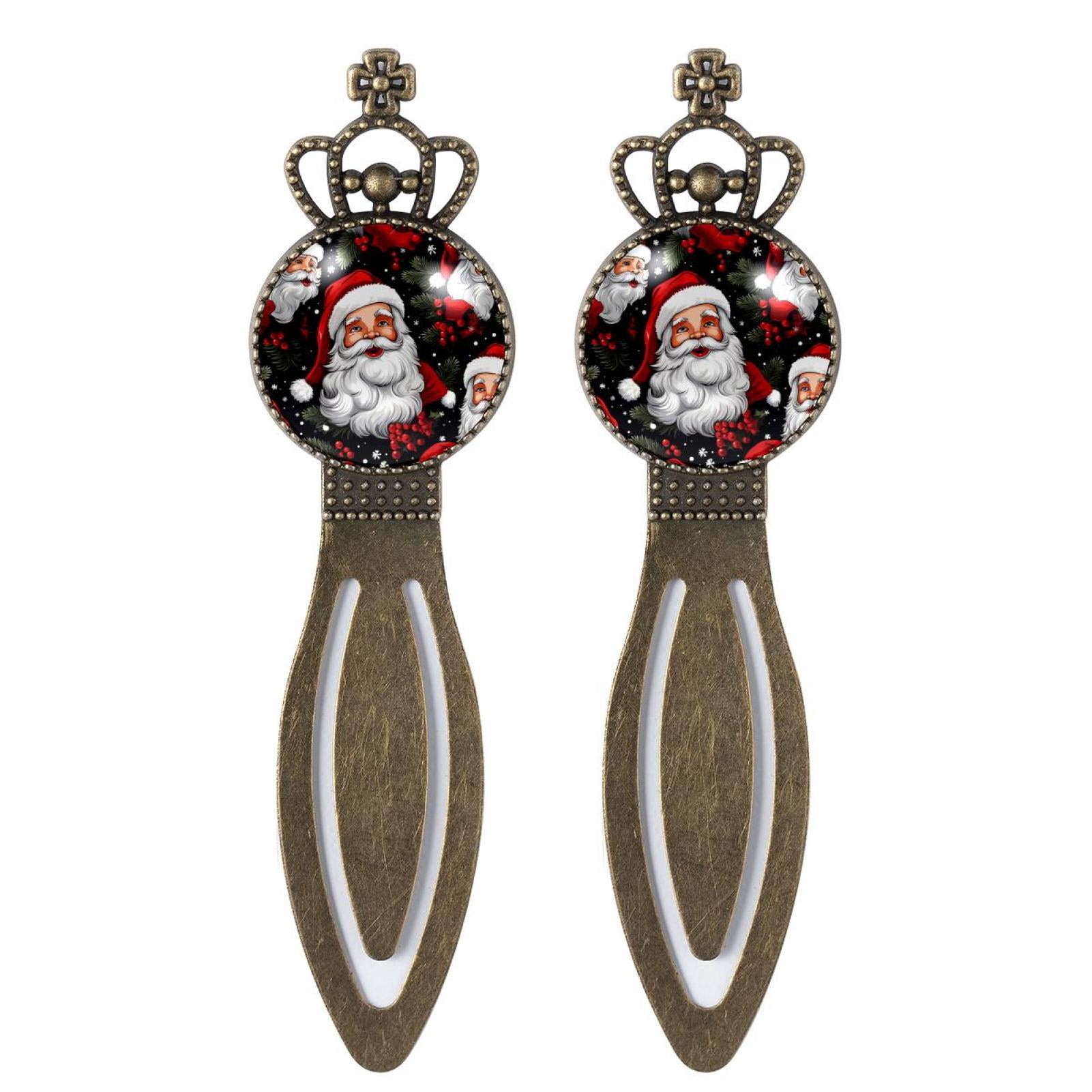 Santa Claus Vintage Copper Crown-Shaped Bookmarks - Set of 2 Stainless ...