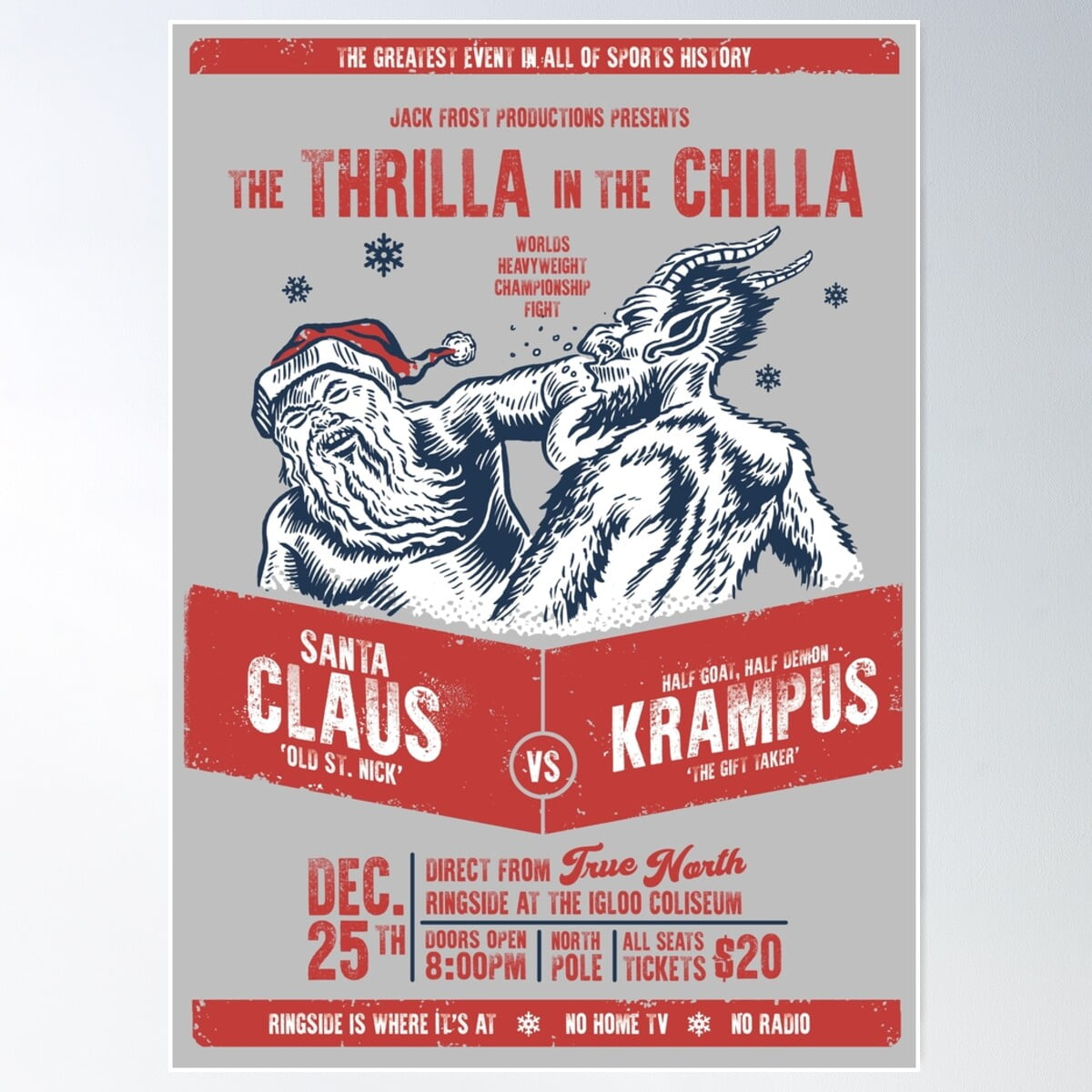 Santa Claus Vs Krampus: The Thrilla In The Chilla Poster Wall Art ...