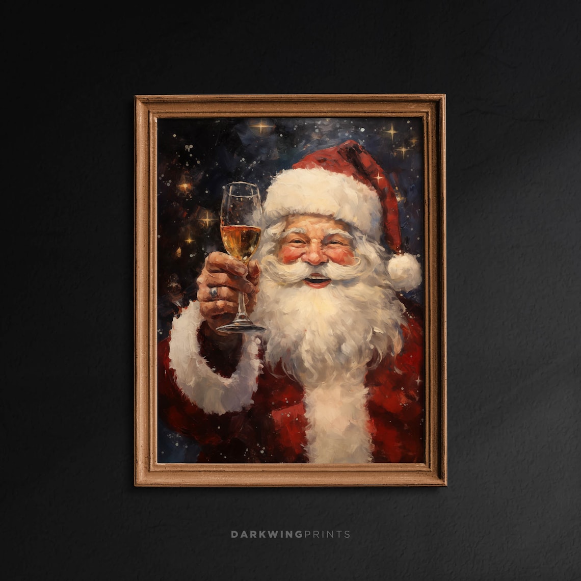 Santa Claus Wishes Cheers, Bar Cart Print, Christmas Wall Art, Bar Cart ...