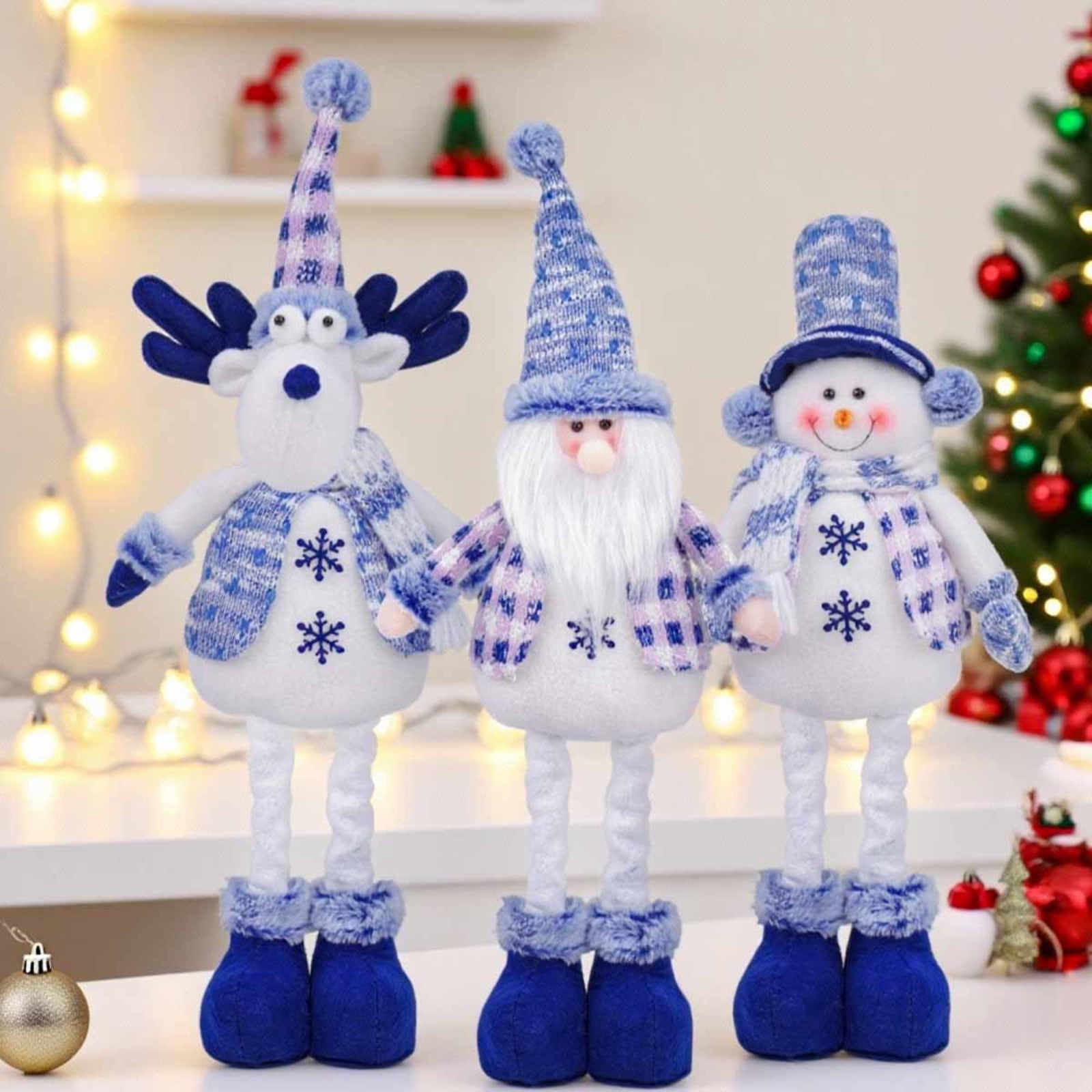 Santa Claus and Reindeer Stretchable Plush Doll Set, Christmas ...