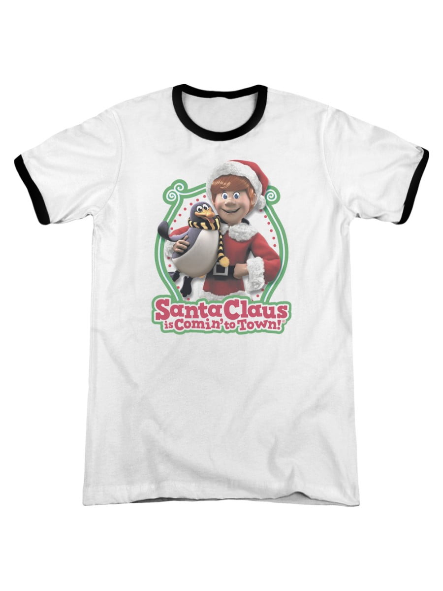 Santa Claus is Comin' To Town Christmas Kris & Topper Adult Ringer T ...