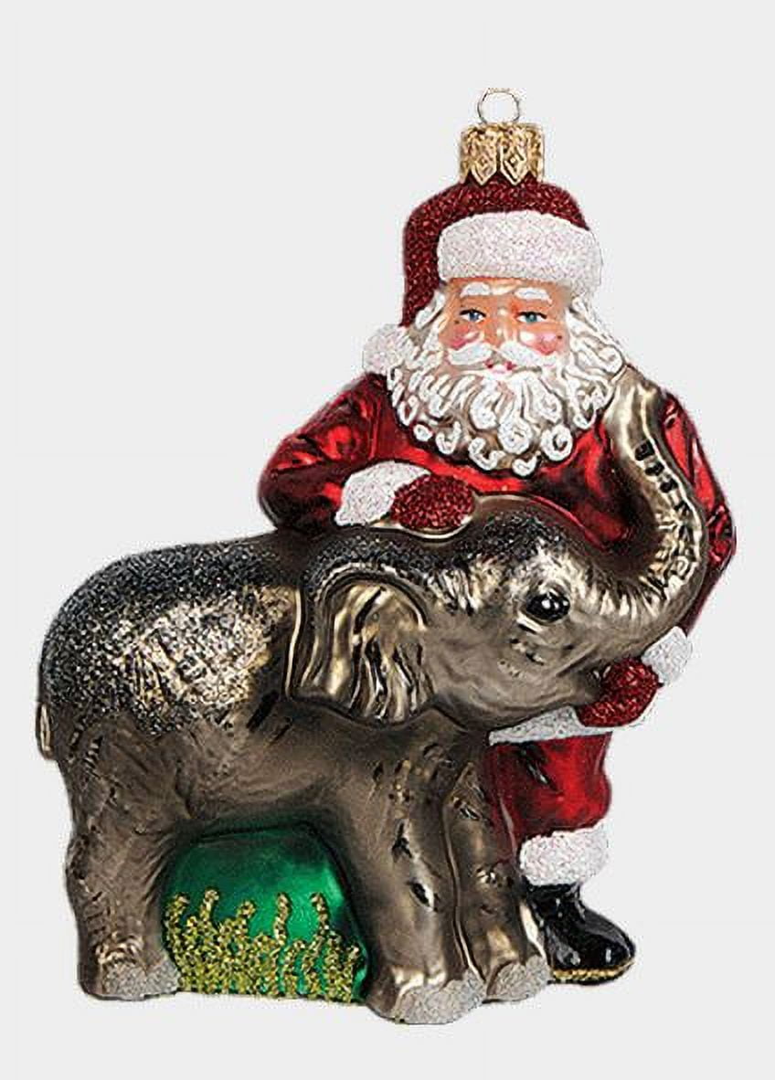 Santa Claus with Elephant Polish Blown Glass Christmas Ornament ...