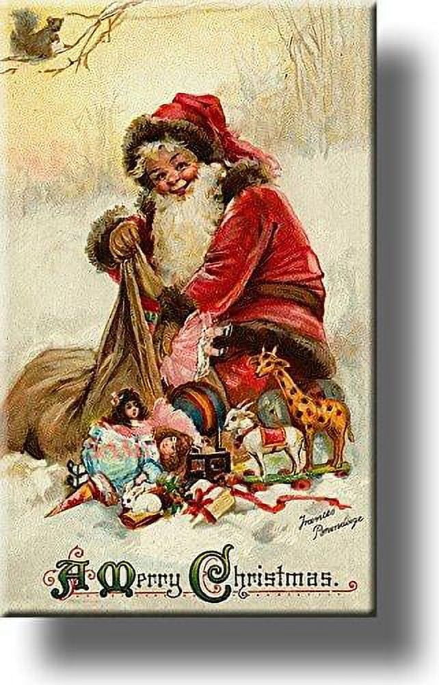 Santa Clause with Presents Picture on Stretched Canvas, Wall Art Décor ...