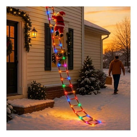 Santa Climbing Ladder Lights, 10ft Christmas Decoration, 8 Modes ...