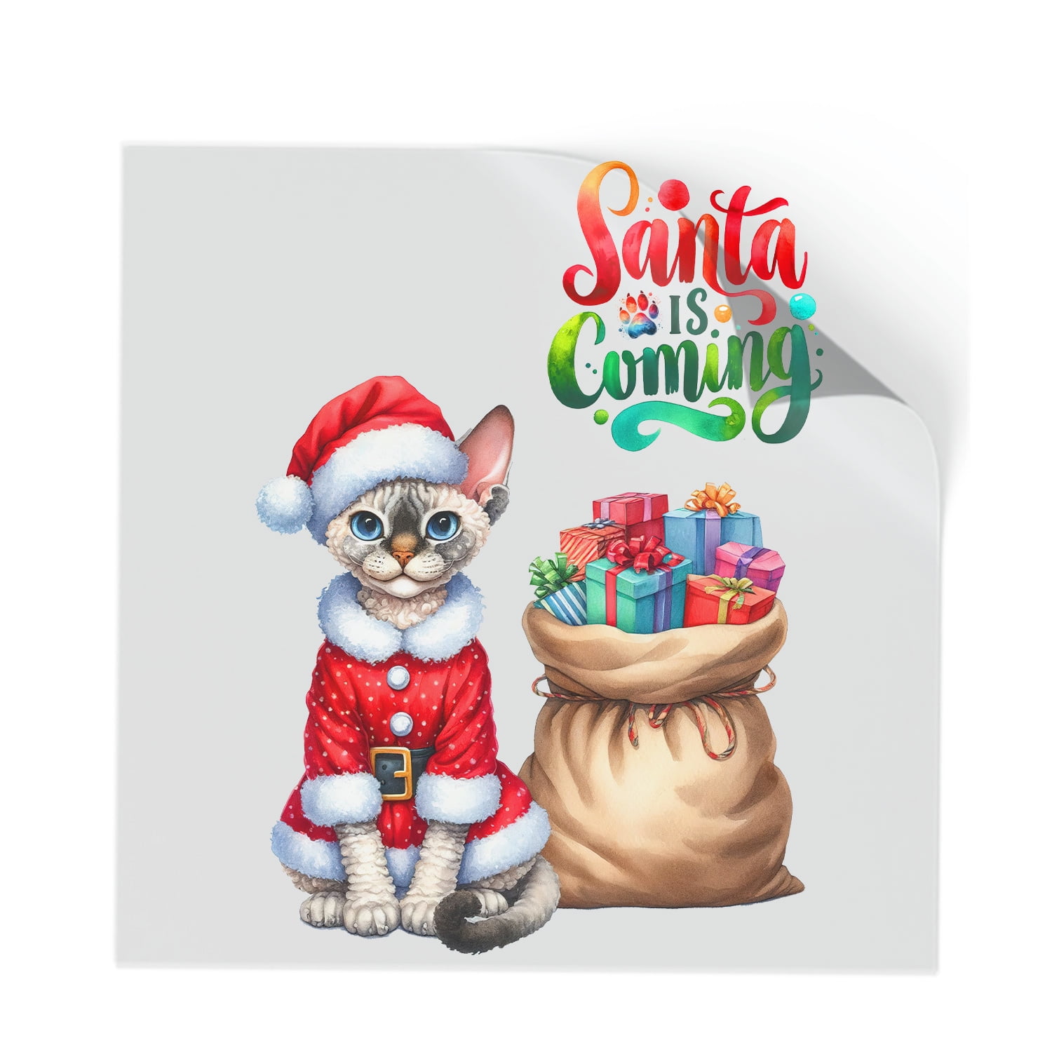 Santa is Coming Devon Rex Merry Christmas Xmas Noel Truck Tree Cutout ...