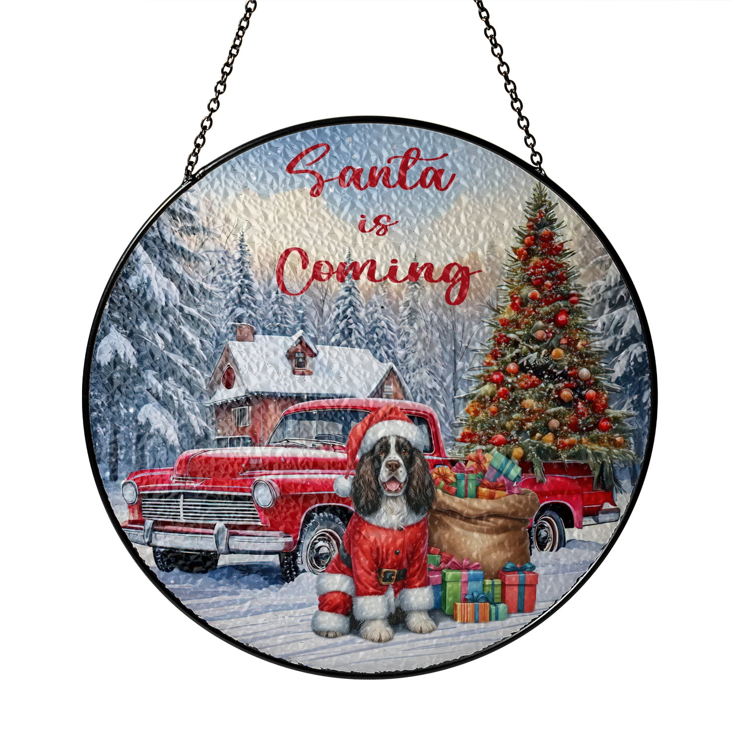 Santa is Coming English Springer Spaniel Merry Christmas Xmas Noel ...