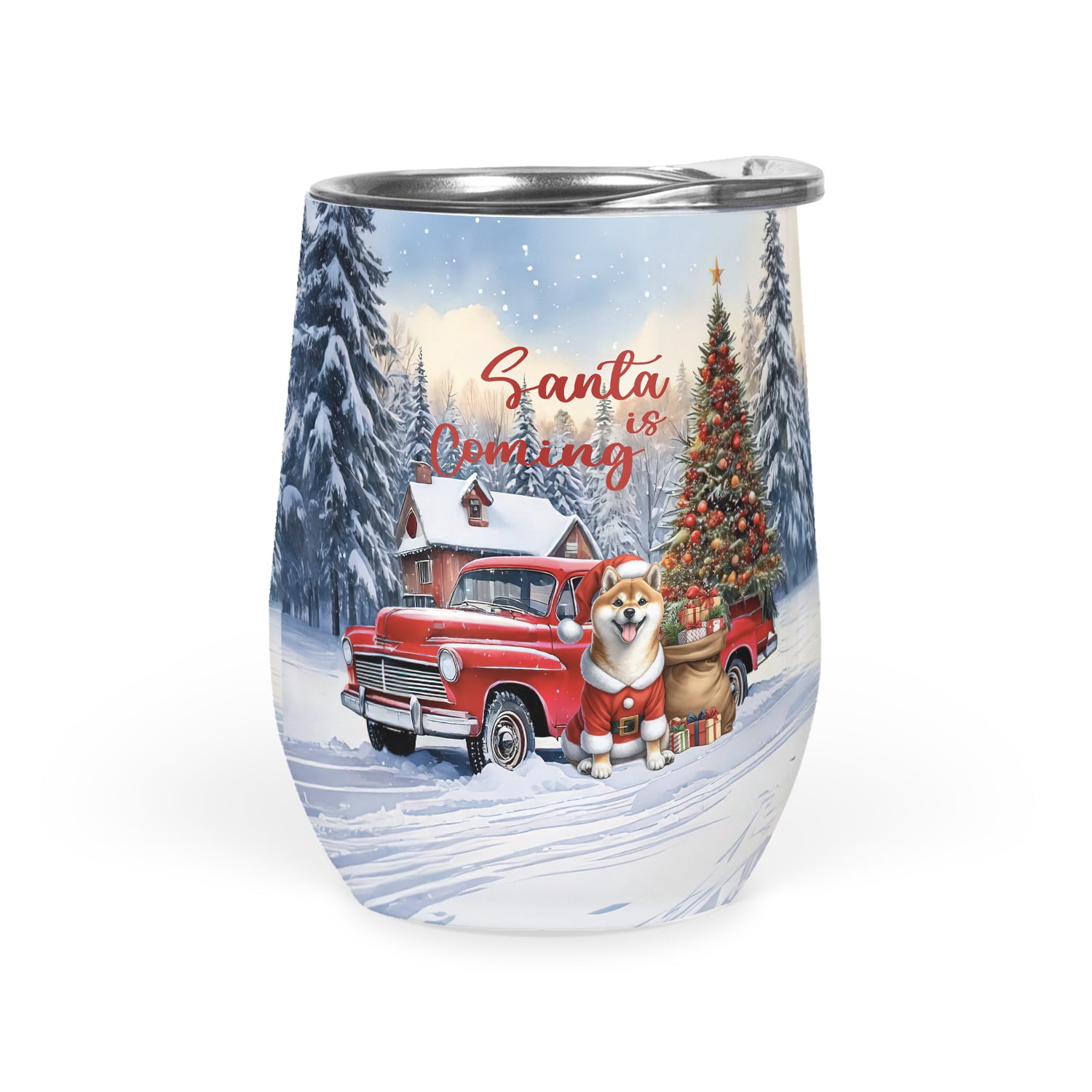 Santa is Coming Shiba Inu Merry Christmas Xmas Noel Truck Tree 12oz ...