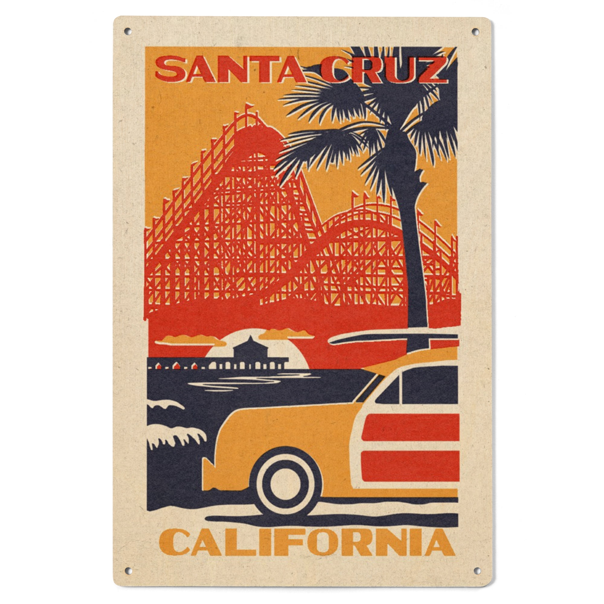 Santa Cruz, California Giant Dipper Birch Wood Wall Sign (6x9 Rustic ...