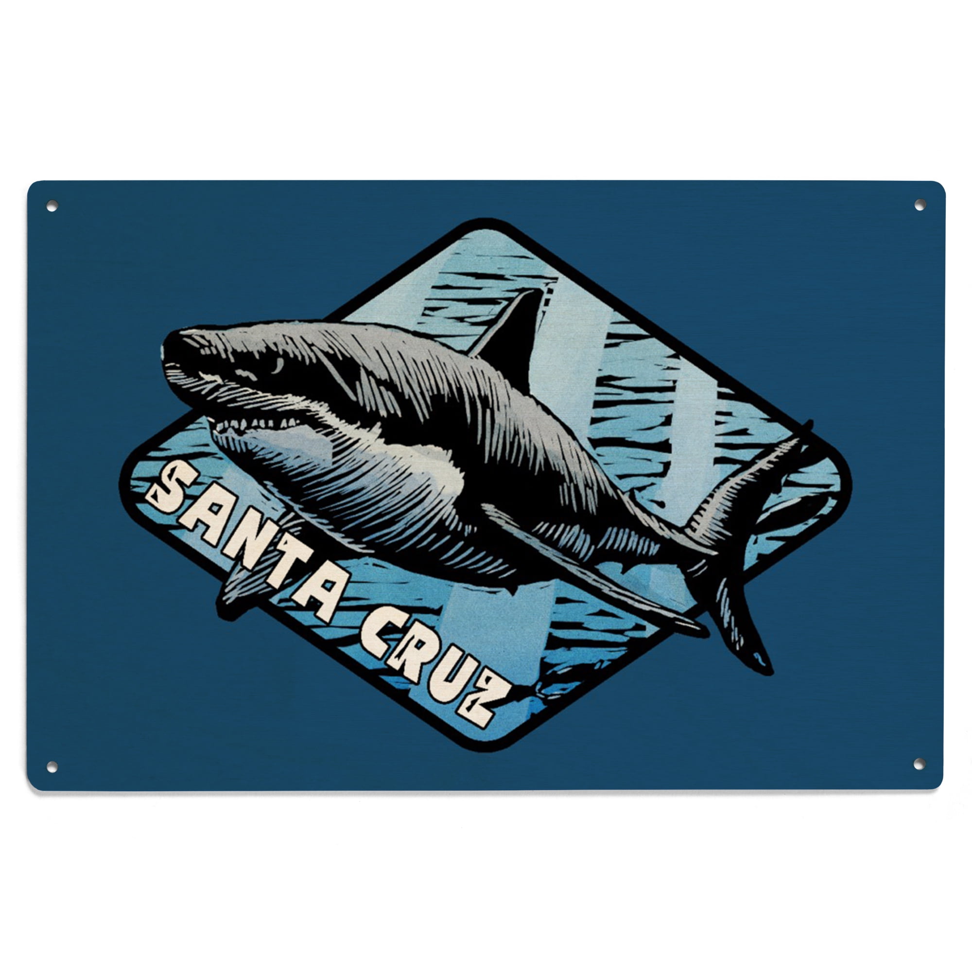 Santa Cruz, California, Great White Shark, Scratchboard, Contour Birch ...