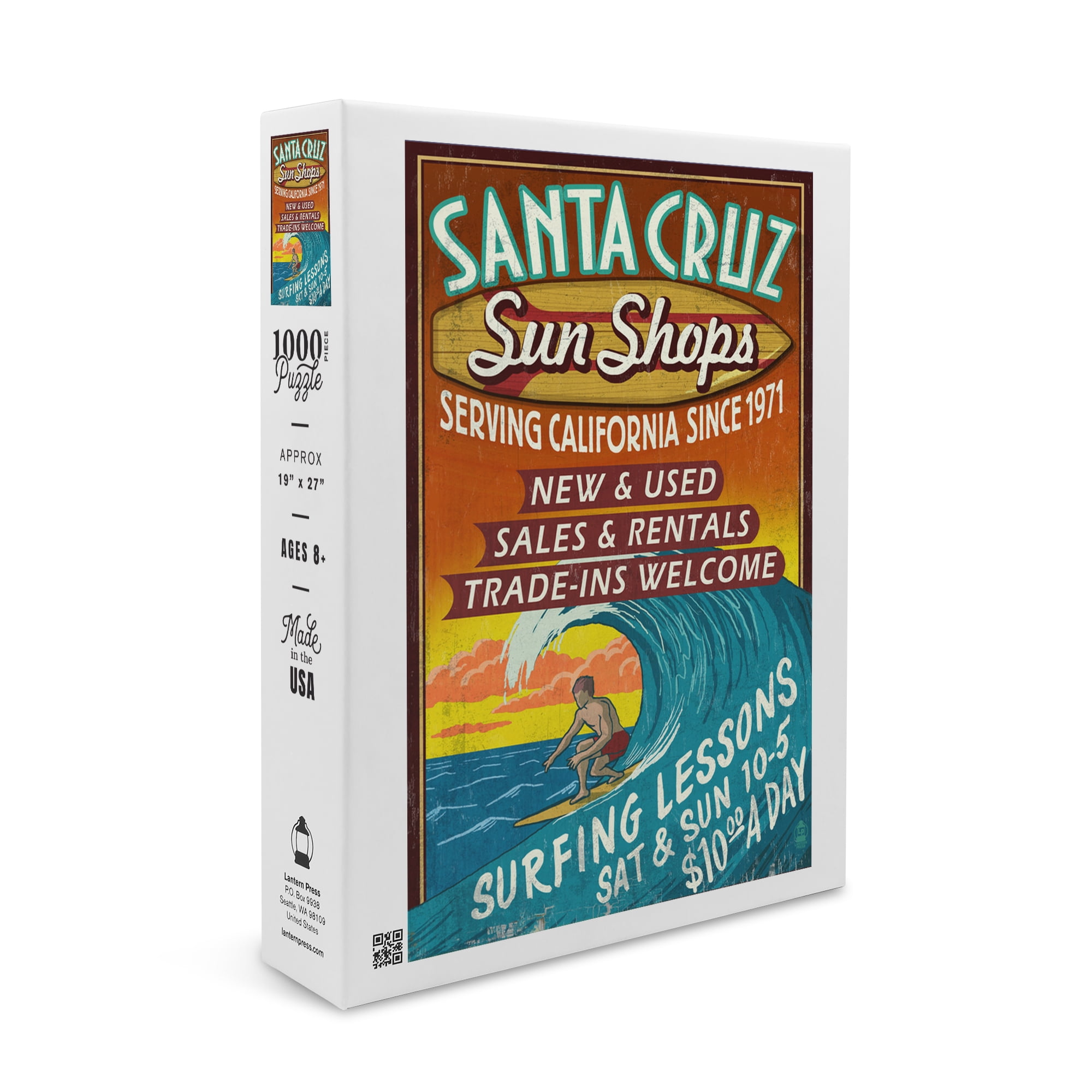 Santa Cruz, California, Sun Shops Surf Shop Vintage Sign (1000 Piece ...