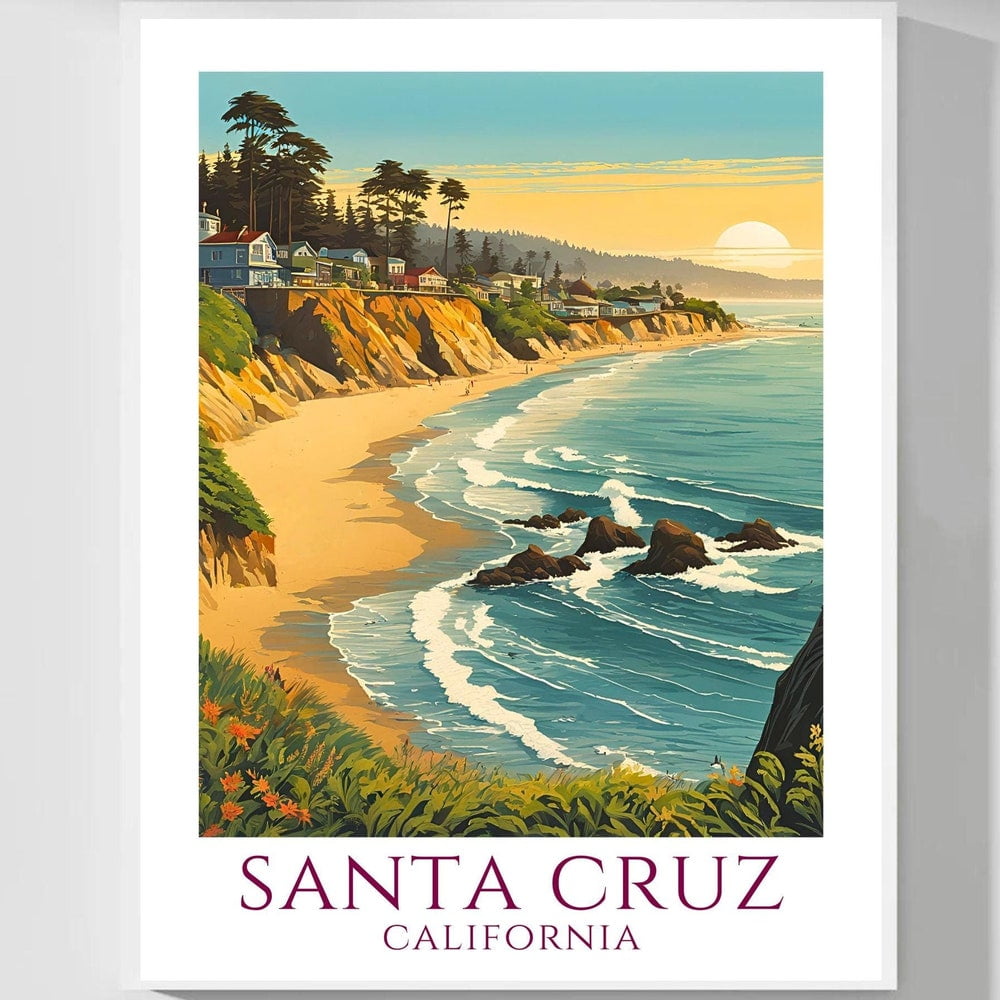 Santa Cruz California Wall Art, Santa Cruz Poster, California Artwork ...