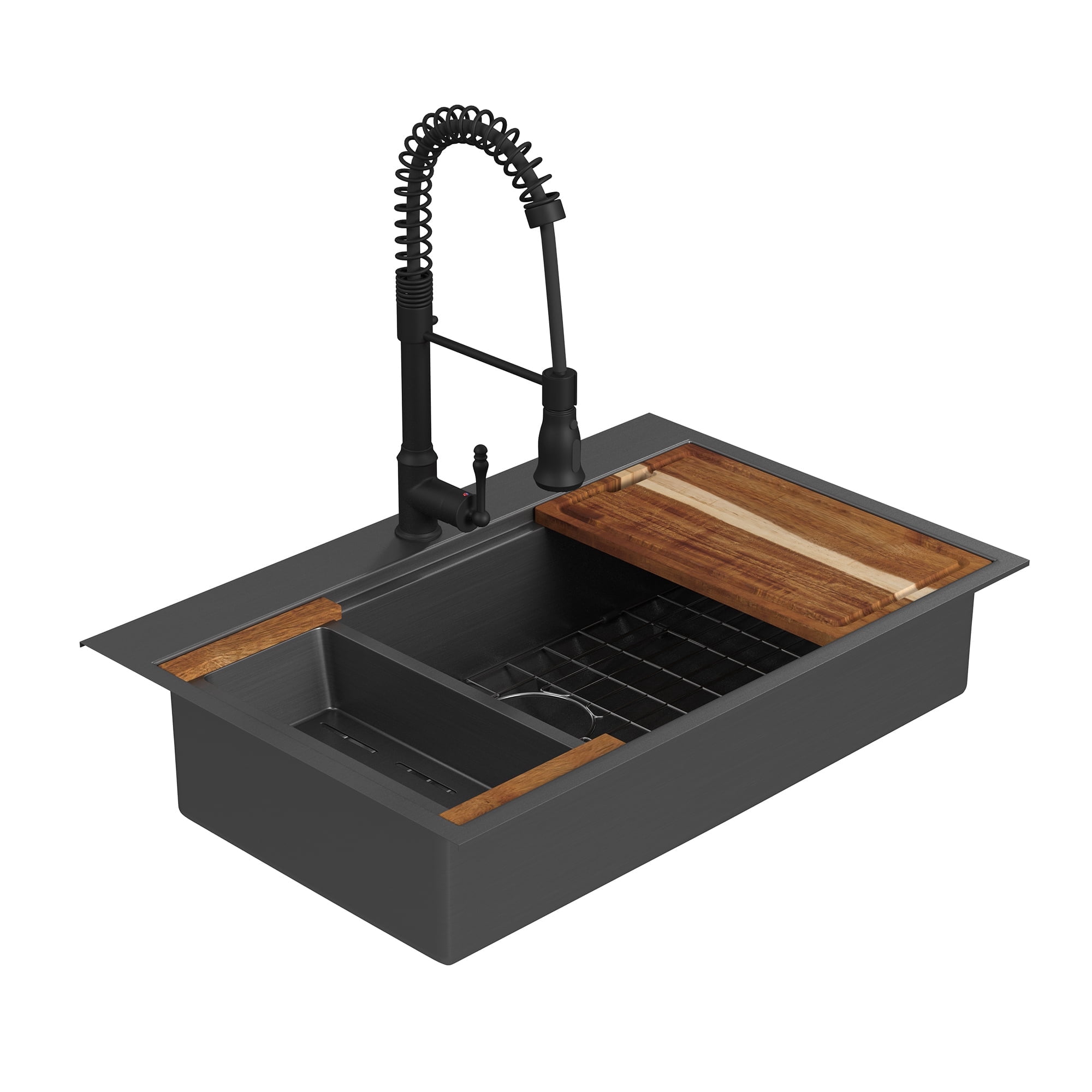 Santa Cruz Drop-In Single Bowl 31 in. Single Bowl Workstation Sink with ...