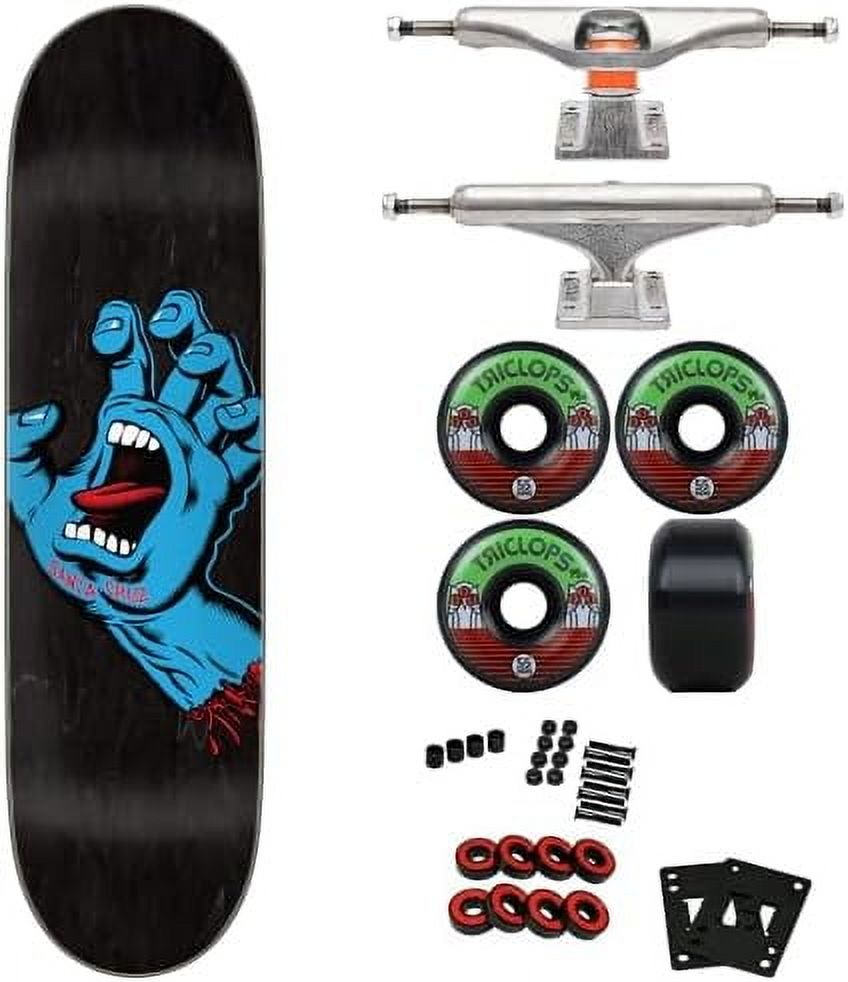 Santa Cruz Skateboard Screaming Hand 8.6" with Independent Mids Silver 149 Trucks, Triclops 55mm ...