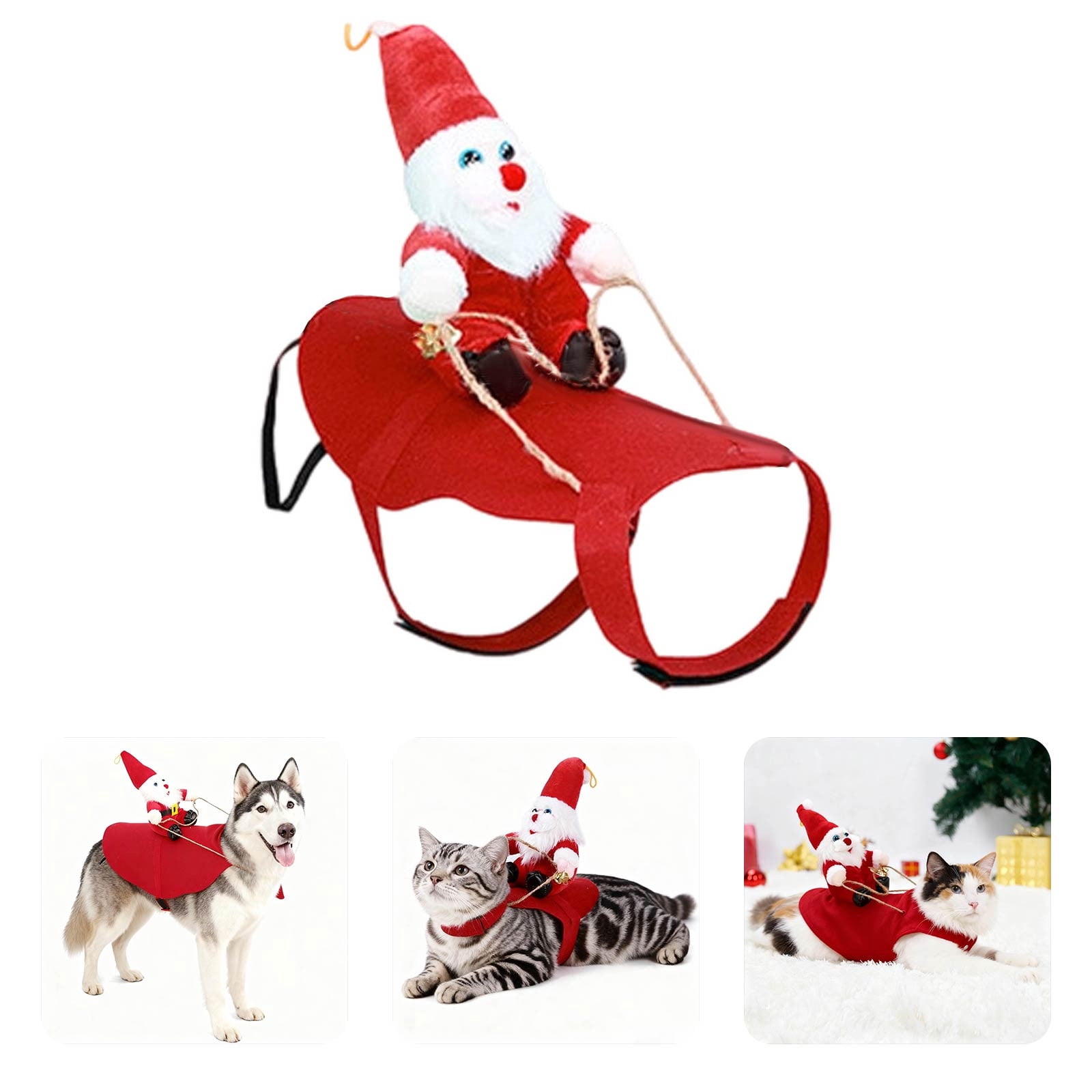 Santa Dog Riding Costume Classic Velvet Christmas Outfit Xmas Pet ...