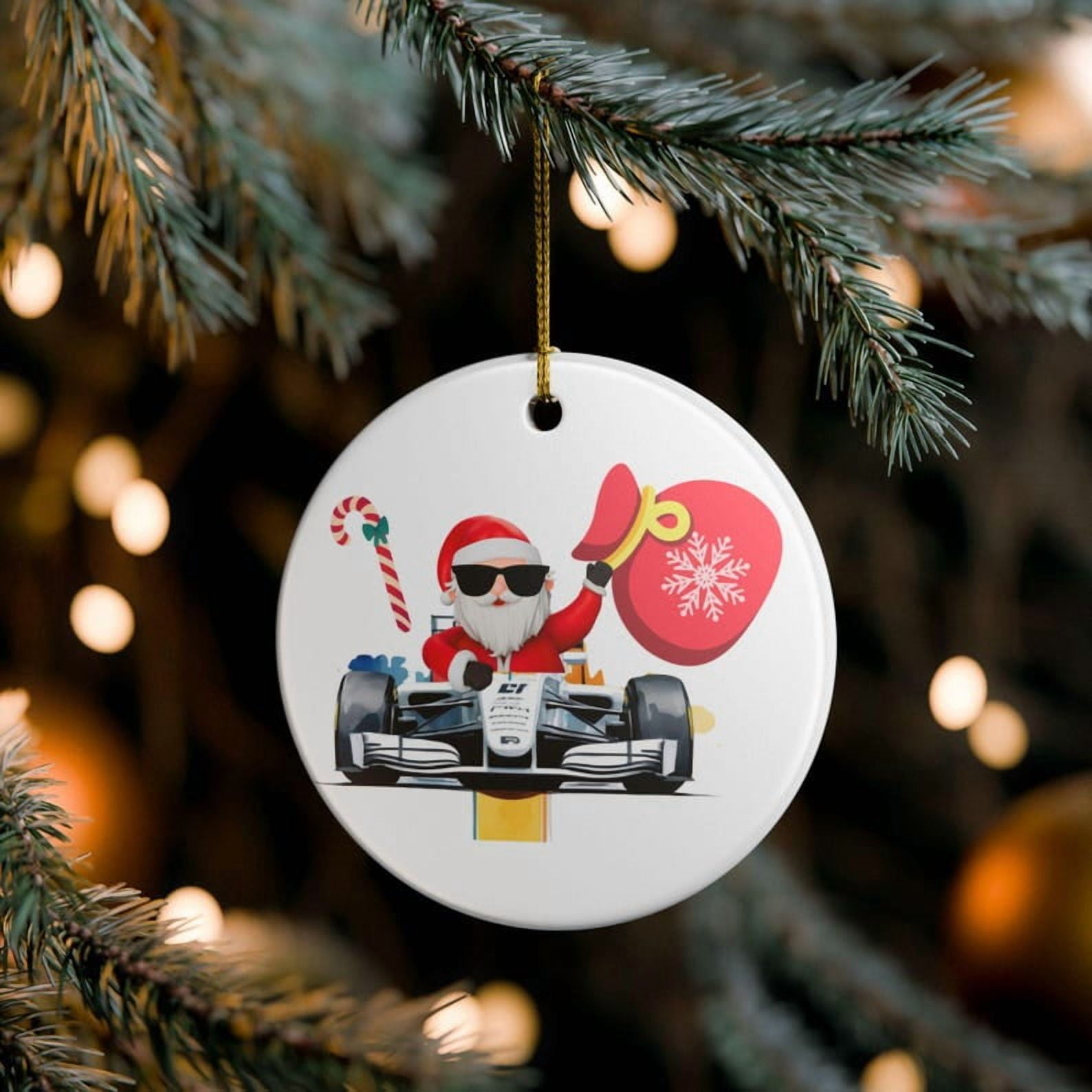 Santa Driving Formula Car Ornament 2025 – Ceramic Racing Fan Christmas ...