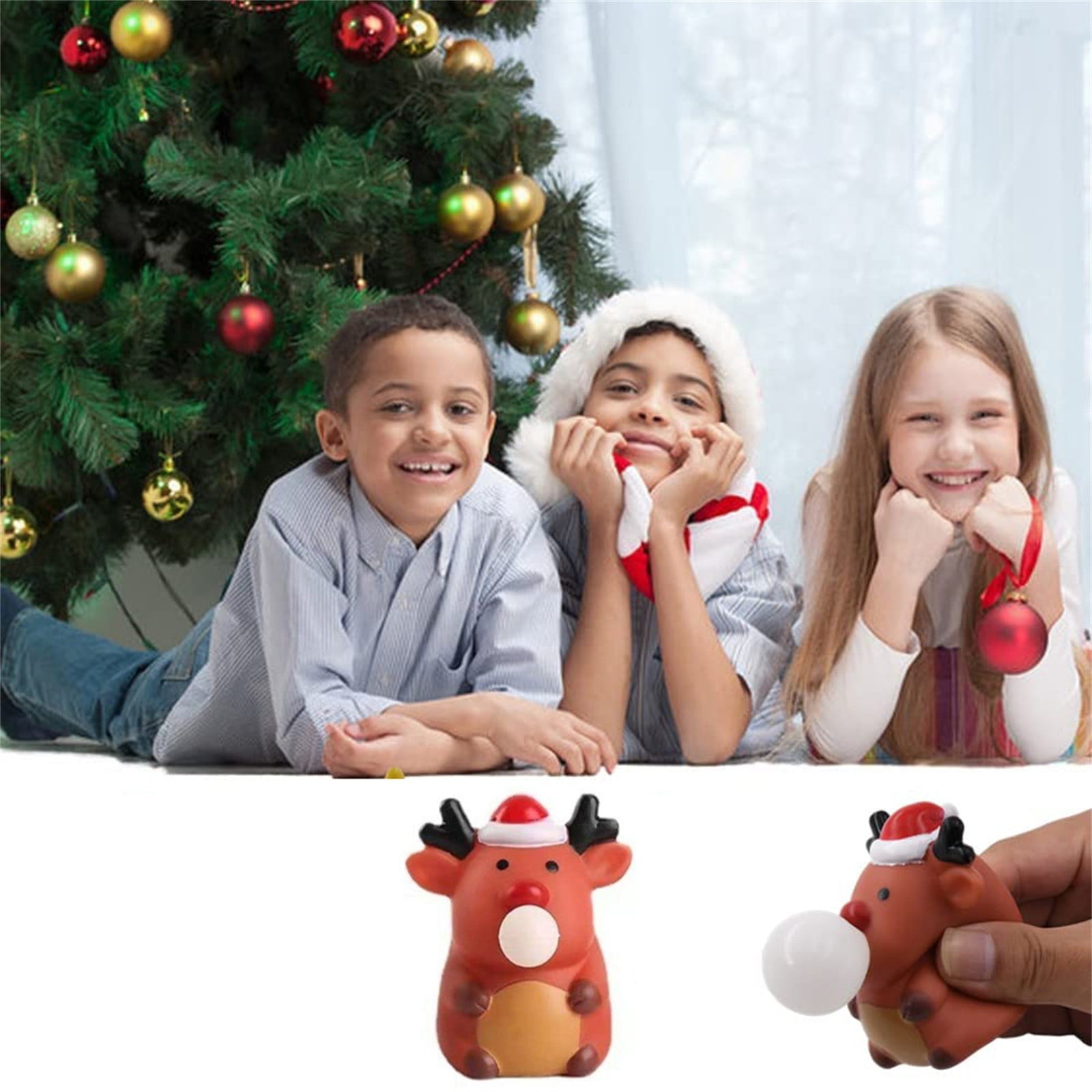Santa Elk Squeeze Toys & Squeeze Blow Bubbles Release Rebound Dolls ...