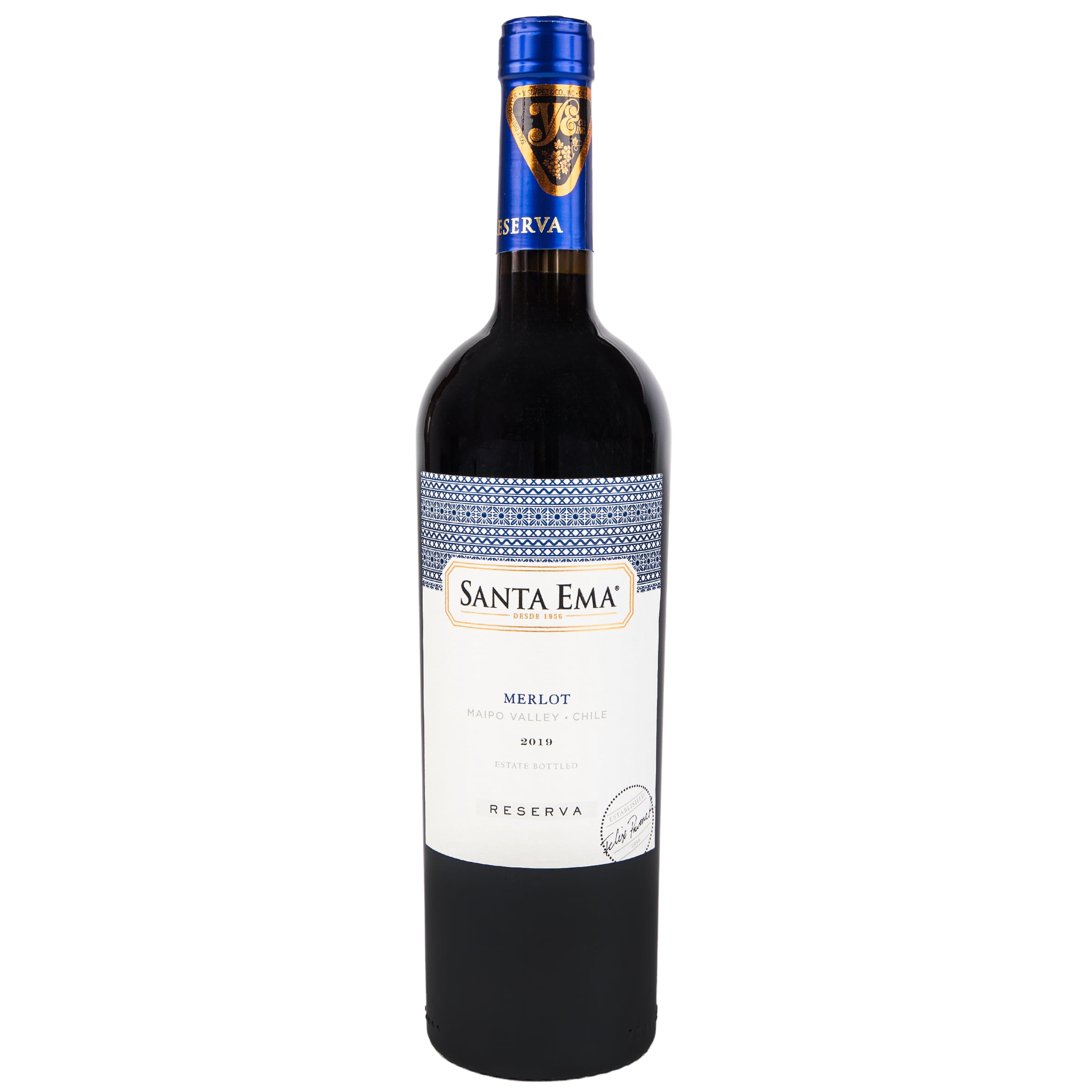 Santa Ema Merlot Red Maipo Valley, Chile Wine, 750 ml Glass Bottle, 13. ...