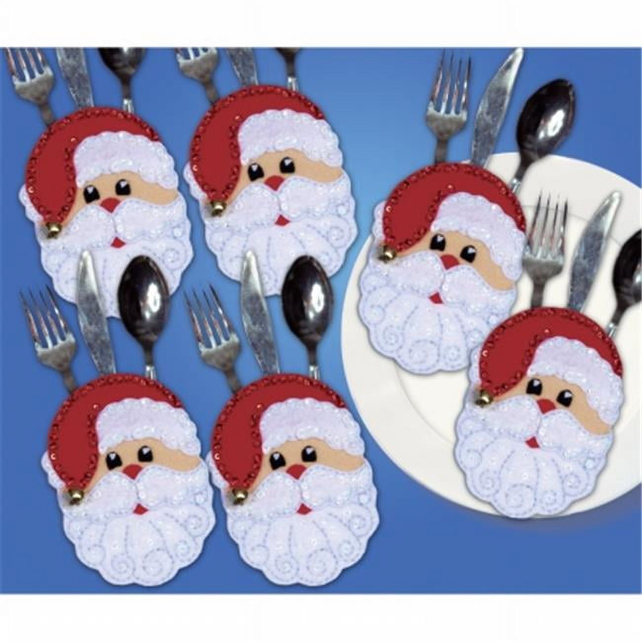 Santa Faces Silverware Pockets Felt Applique Kit-4''X6'' Set Of 6 ...
