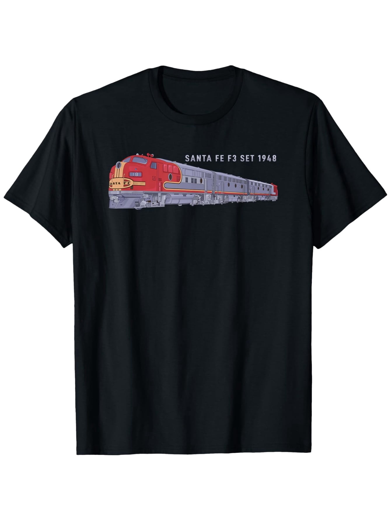 Santa Fe F3 Set 1948 Carbody Locomotive Train Railfan T-Shirt, 100 ...
