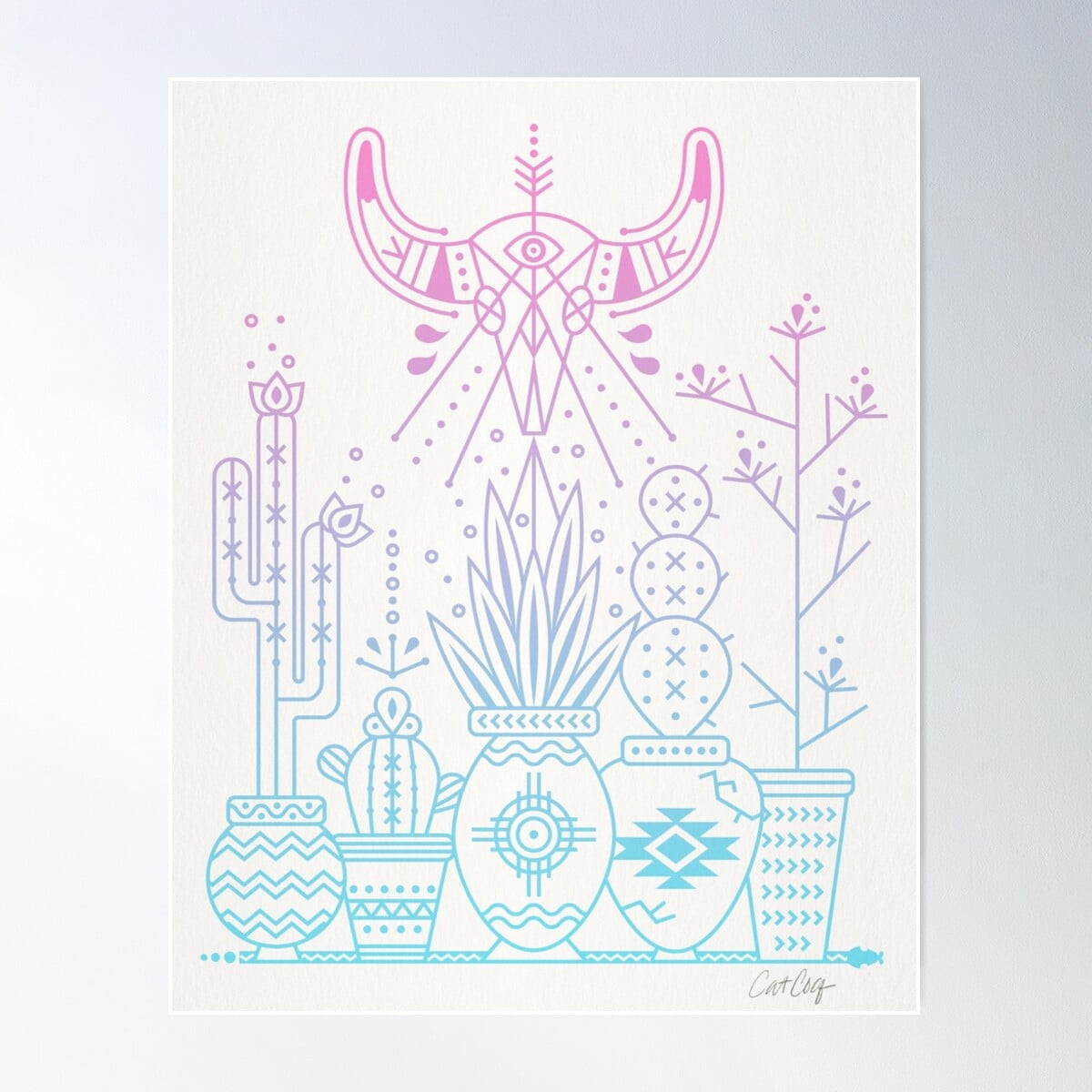 Santa Fe Garden – Rose Quartz & Serenity Poster Wall Art, Modern Wall ...