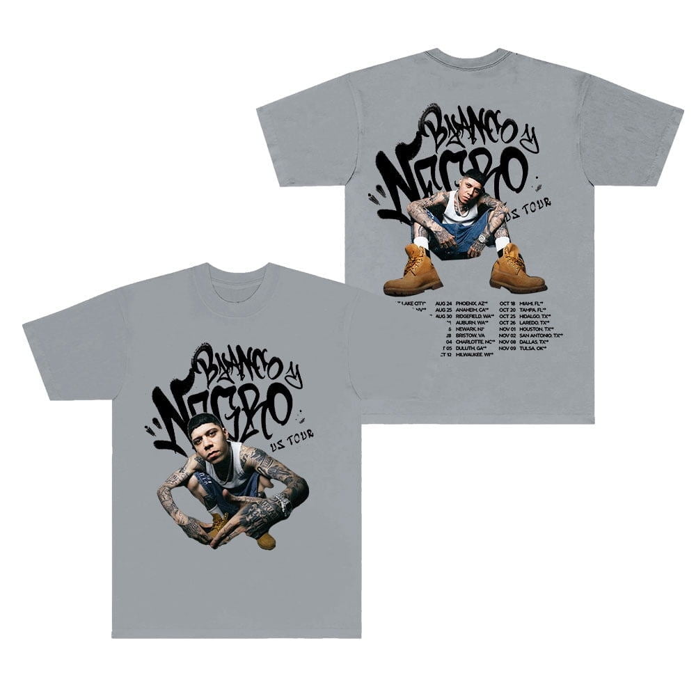 Santa Fe Klan Blanco y Negro Tour 2024 Merch Short Sleeve T-shirt ...