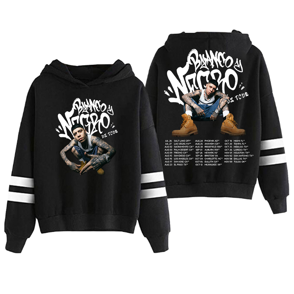 Santa Fe Klan Blanco y Negro Tour Hoodie Pocketless Parallel Bars Sleeve Streetwear Women Men ...