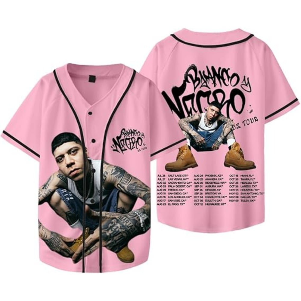 Santa Fe Klan Blanco y Negro Tour Merch 2024 Baseball Jersey Shirt V ...