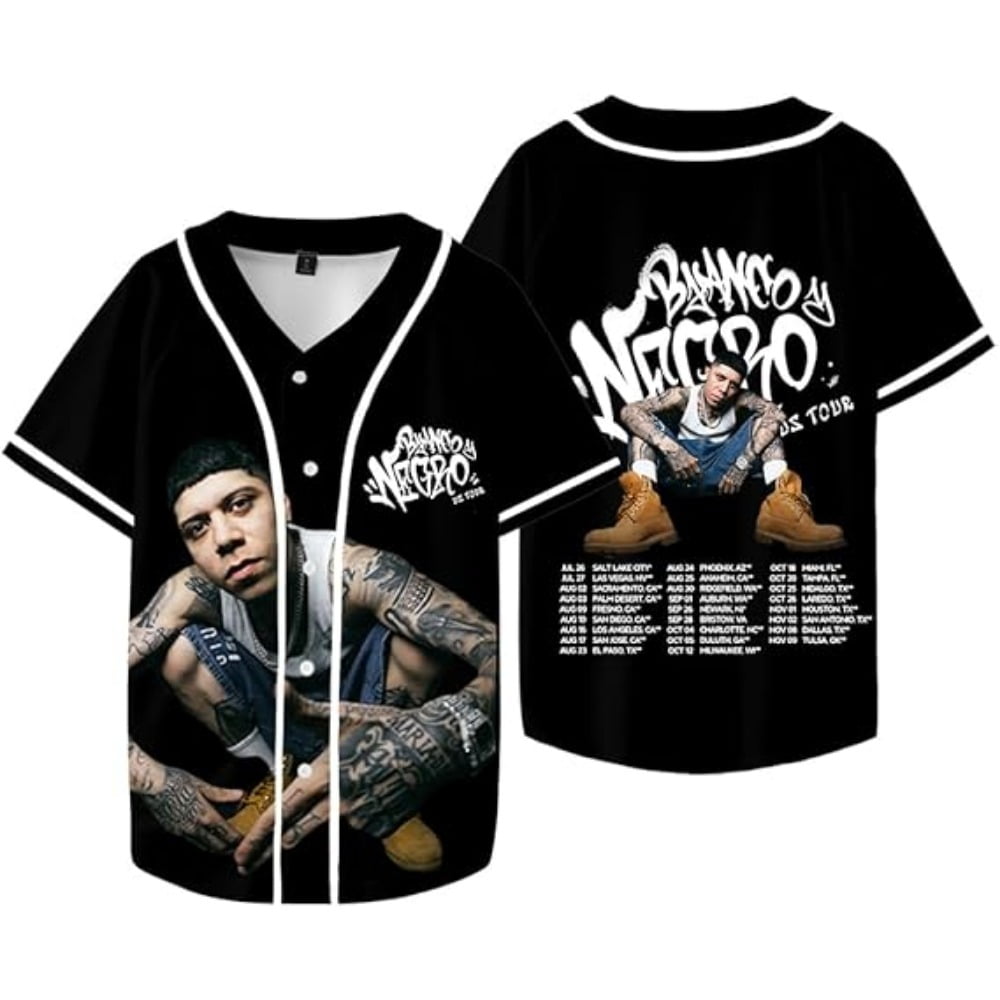 Santa Fe Klan Blanco y Negro Tour Merch 2024 Baseball Jersey Shirt V ...