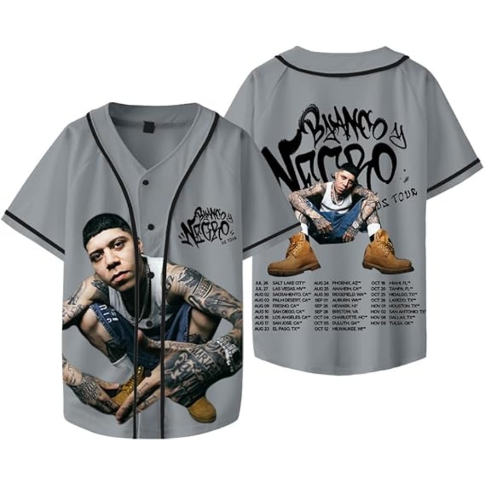 Santa Fe Klan Blanco y Negro Tour Merch 2024 Baseball Jersey Shirt V ...