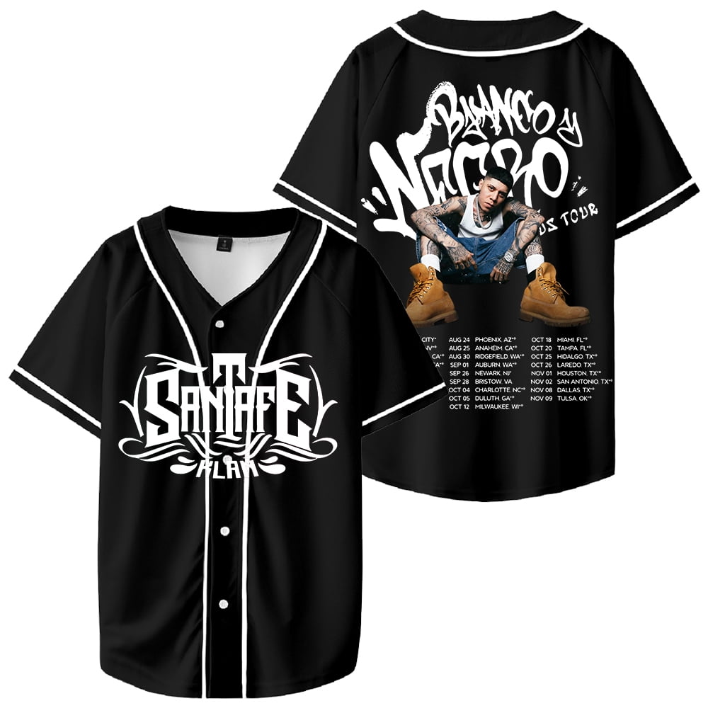 Santa Fe Klan Merch Blanco y Negro Tour 2024 Baseball Jersey Shirt V ...