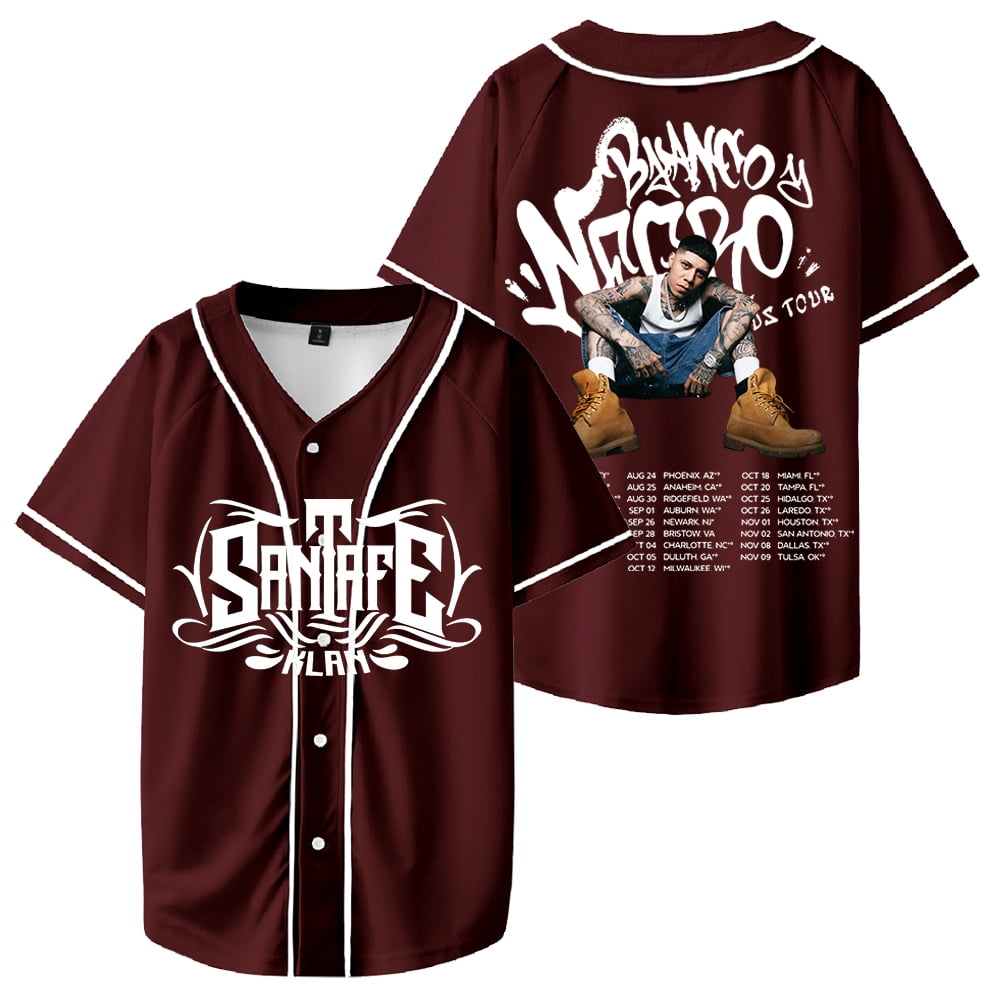 Santa Fe Klan Merch Blanco y Negro Tour 2024 Baseball Jersey Shirt V ...