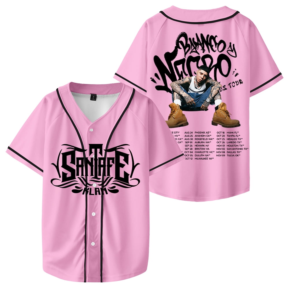 Santa Fe Klan Merch Blanco y Negro Tour 2024 Baseball Jersey Shirt V ...