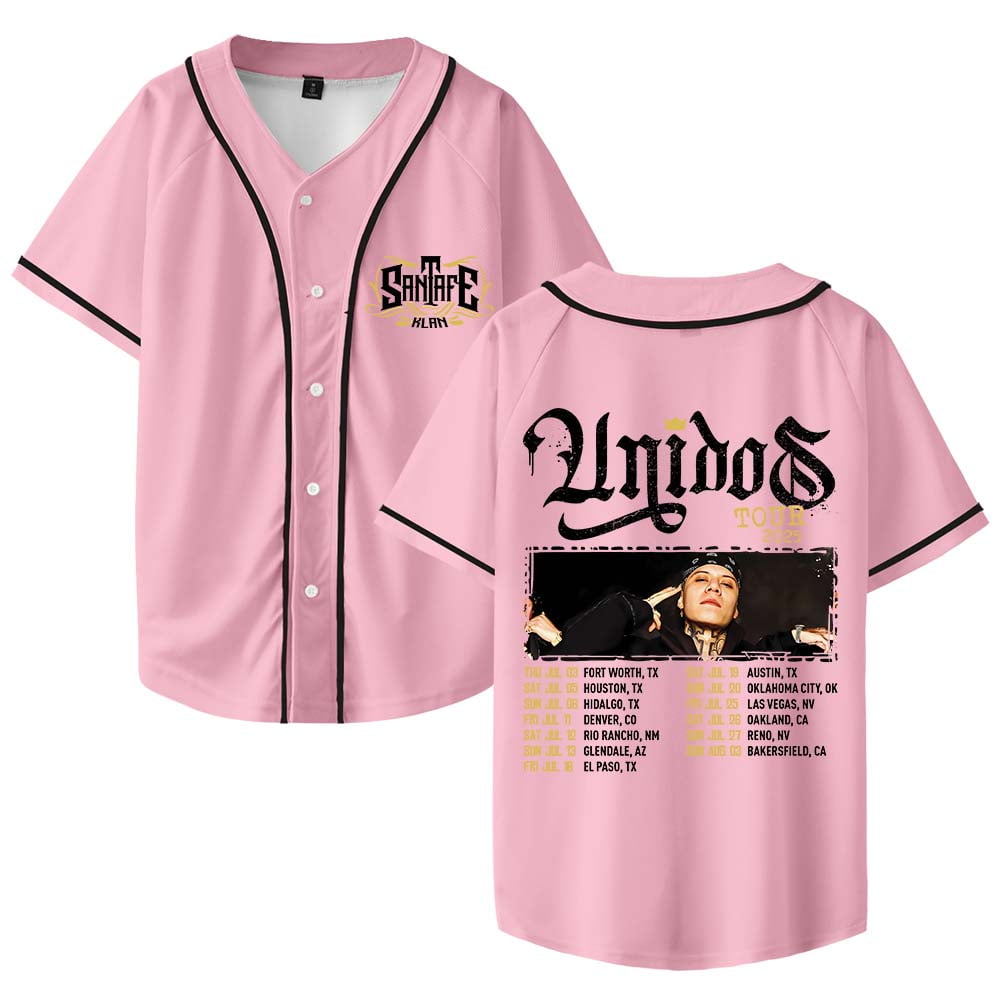 Santa Fe Klan Unidos Tour 2025 Merch Baseball Jersey V-Neck Shirt Women ...
