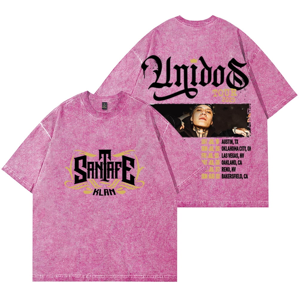 Santa Fe Klan Unidos Tour Merch Vintage Wash T-Shirts Streetwear Unisex ...