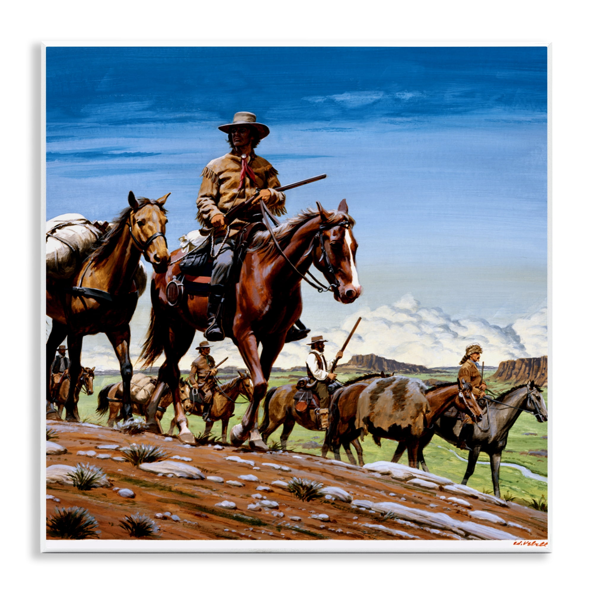 Santa Fe Trail Cowboys Wall Plaque Art, design by Wind River Studios ...