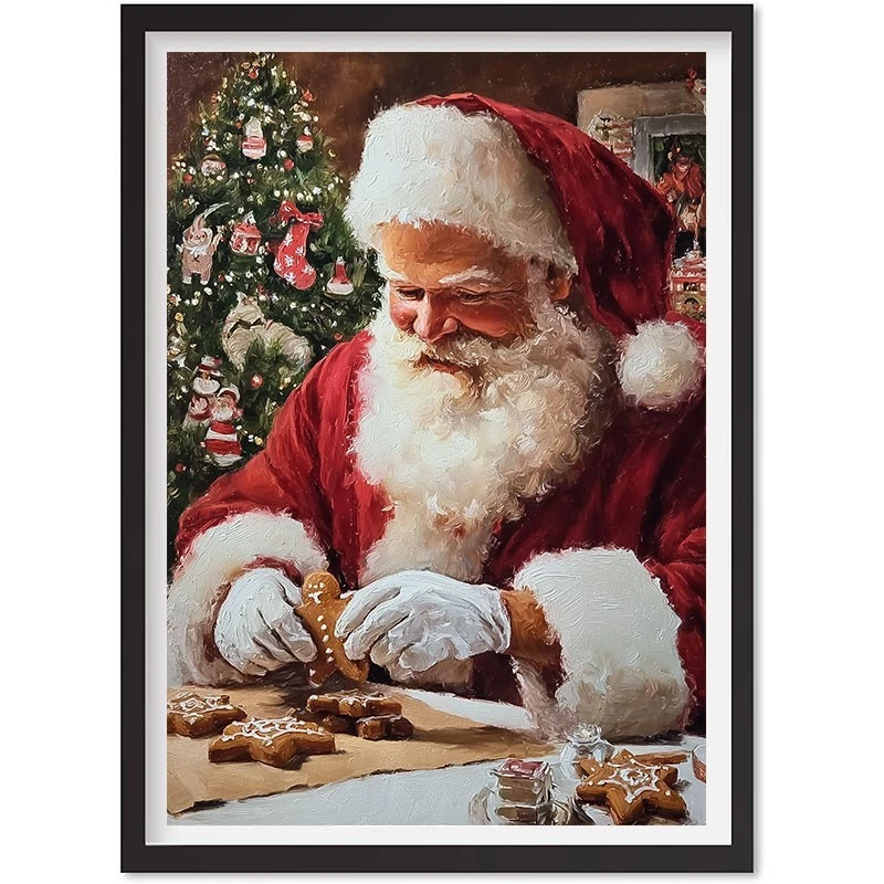 Santa With Gingerbread Christmas Wall Art | Christmas Party Gingerbread ...
