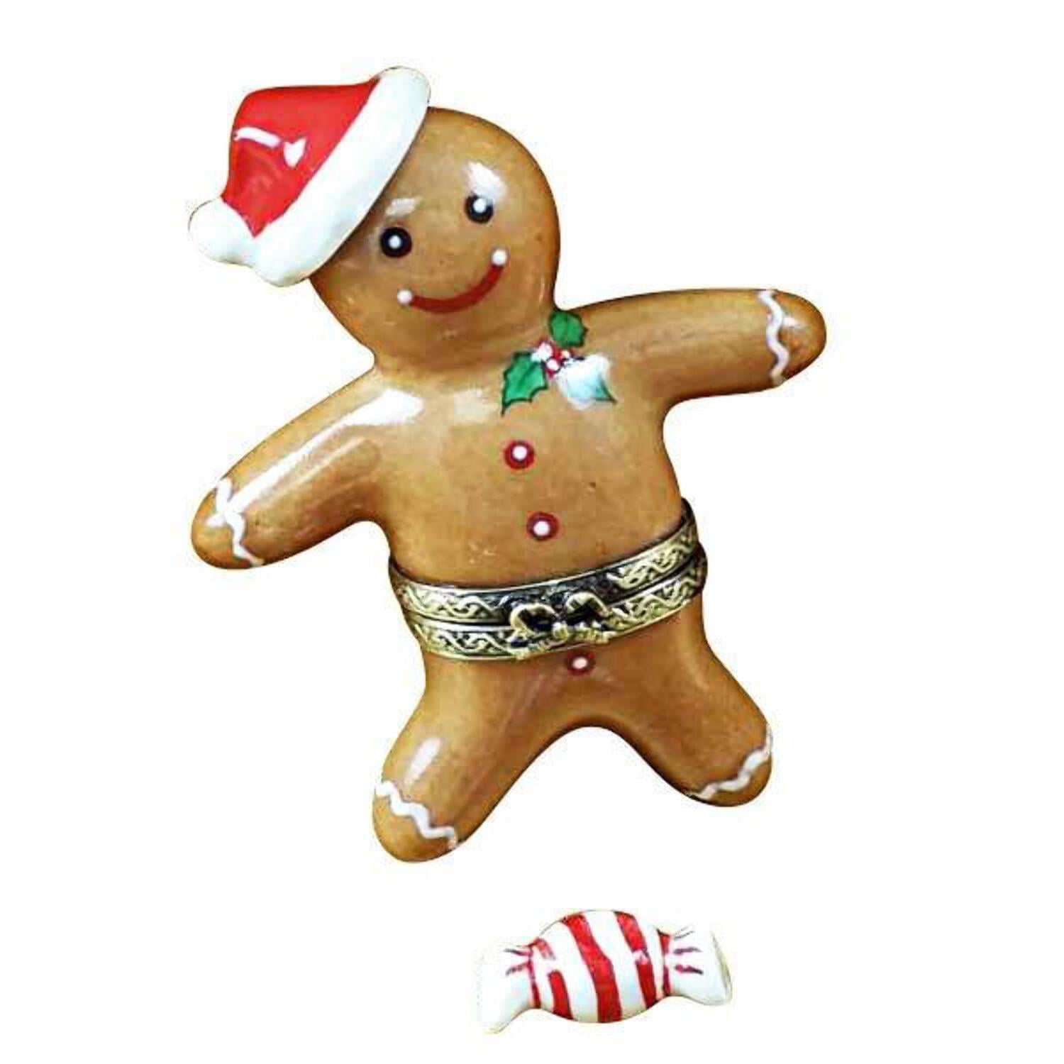 Santa Gingerbread Man with 3D Hat and Removable Peppermint Candy ...