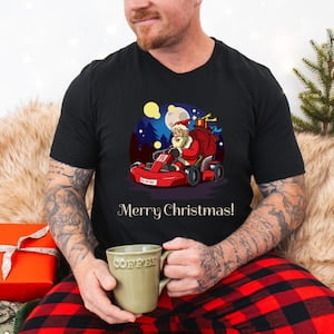 Santa Go Kart Racing Shirt – Christmas Tee For Car Lovers & Dads ...