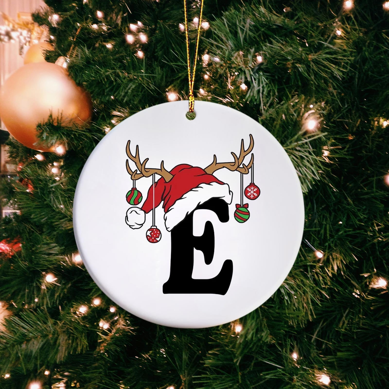 Santa Hat Alphabet Ornament,Letter Name Ornament, Christmas Ornament ...